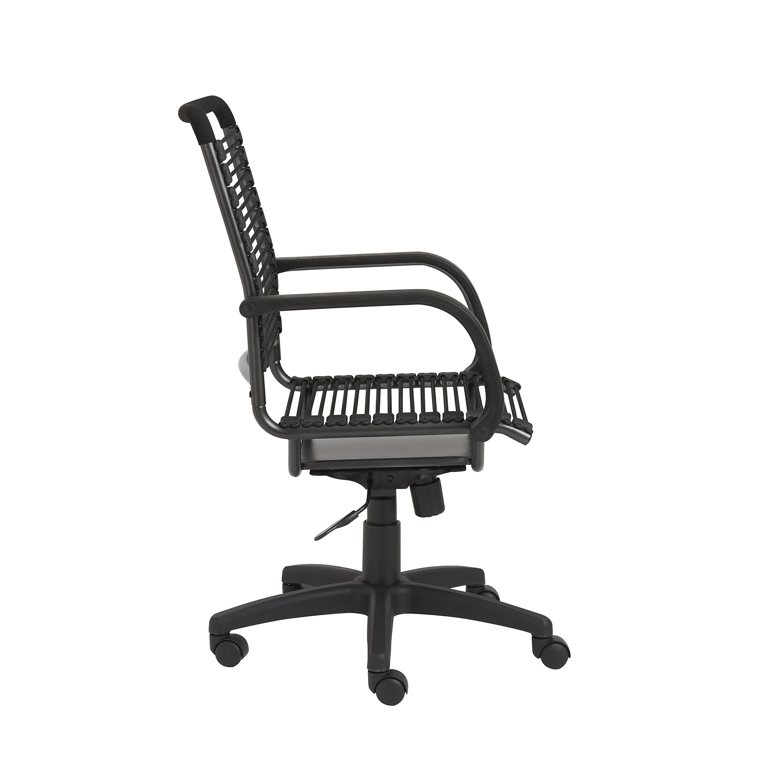 Euro Style Bungie High Back Adjustable Office Chair with Arms and Foam Top Cover, Black Bungies with Graphite Black Frame