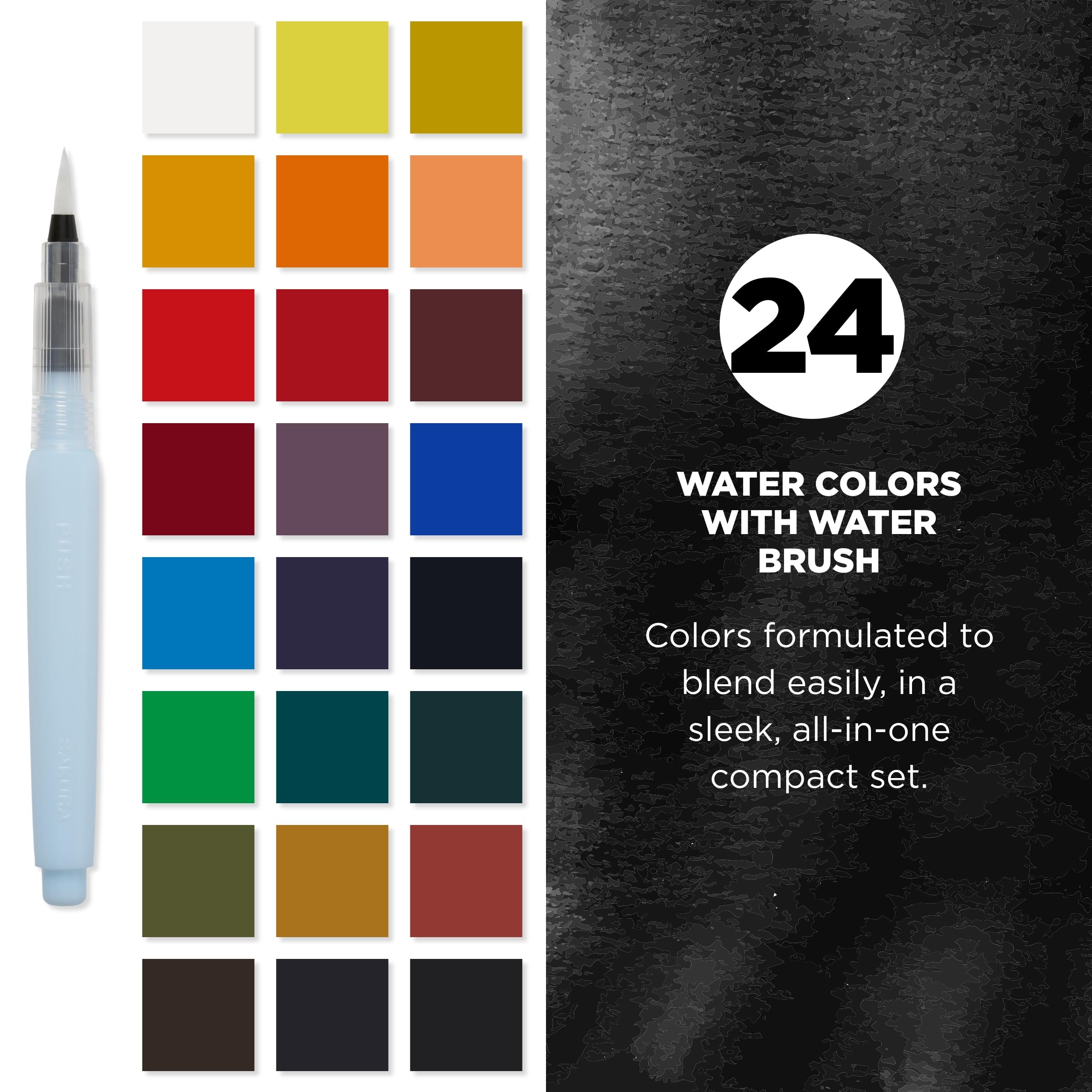 Sakura Koi Pocket Field Sketch Kit - Watercolor Sets for Painting On the Go - 24 Colors - 1 Water Brush - 1 Sponge - 1 Mixing Palette