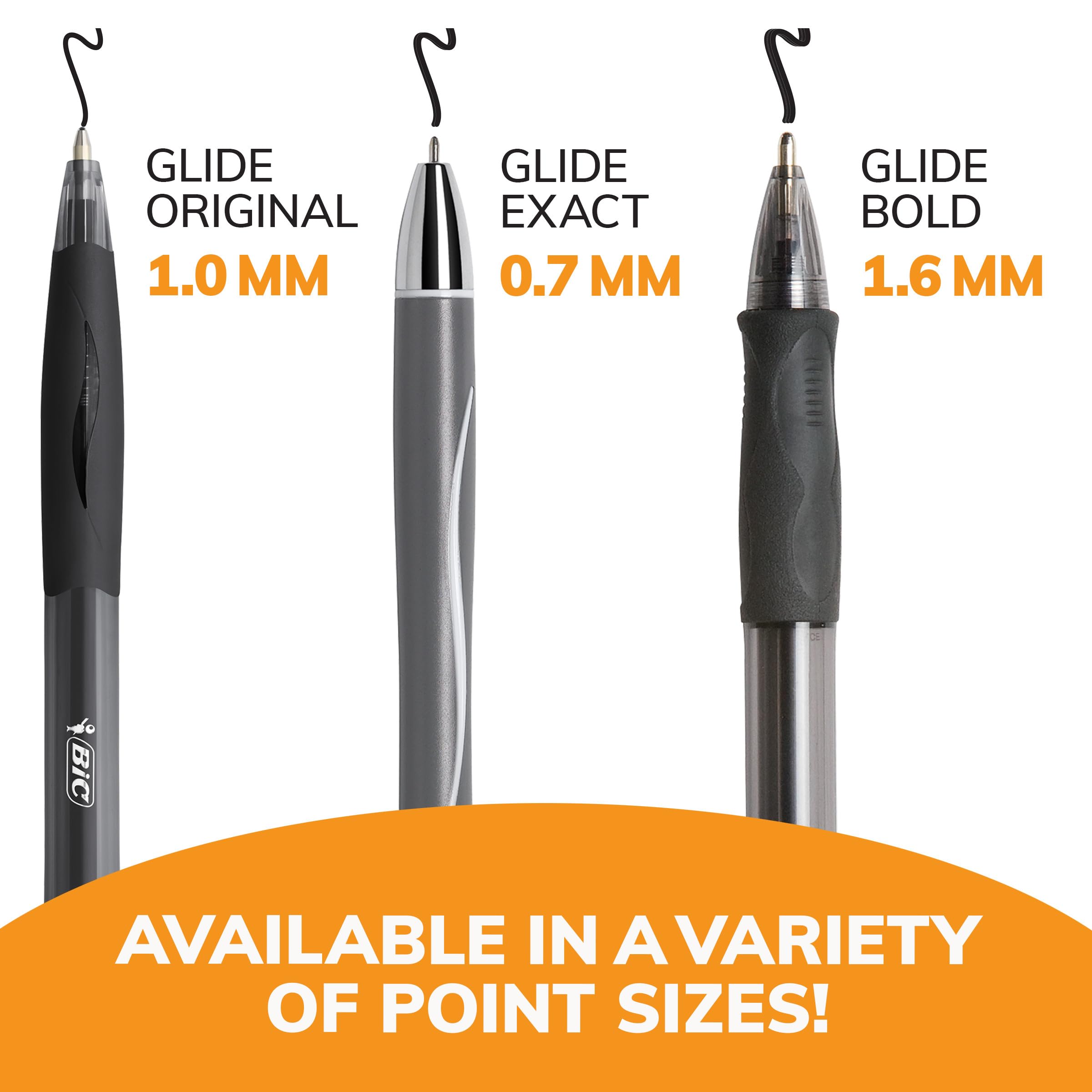 BIC Glide Black Retractable Ballpoint Pens, Medium Point (1.0mm), 4-Count Pack, Ultra Smooth Writing Black Pens