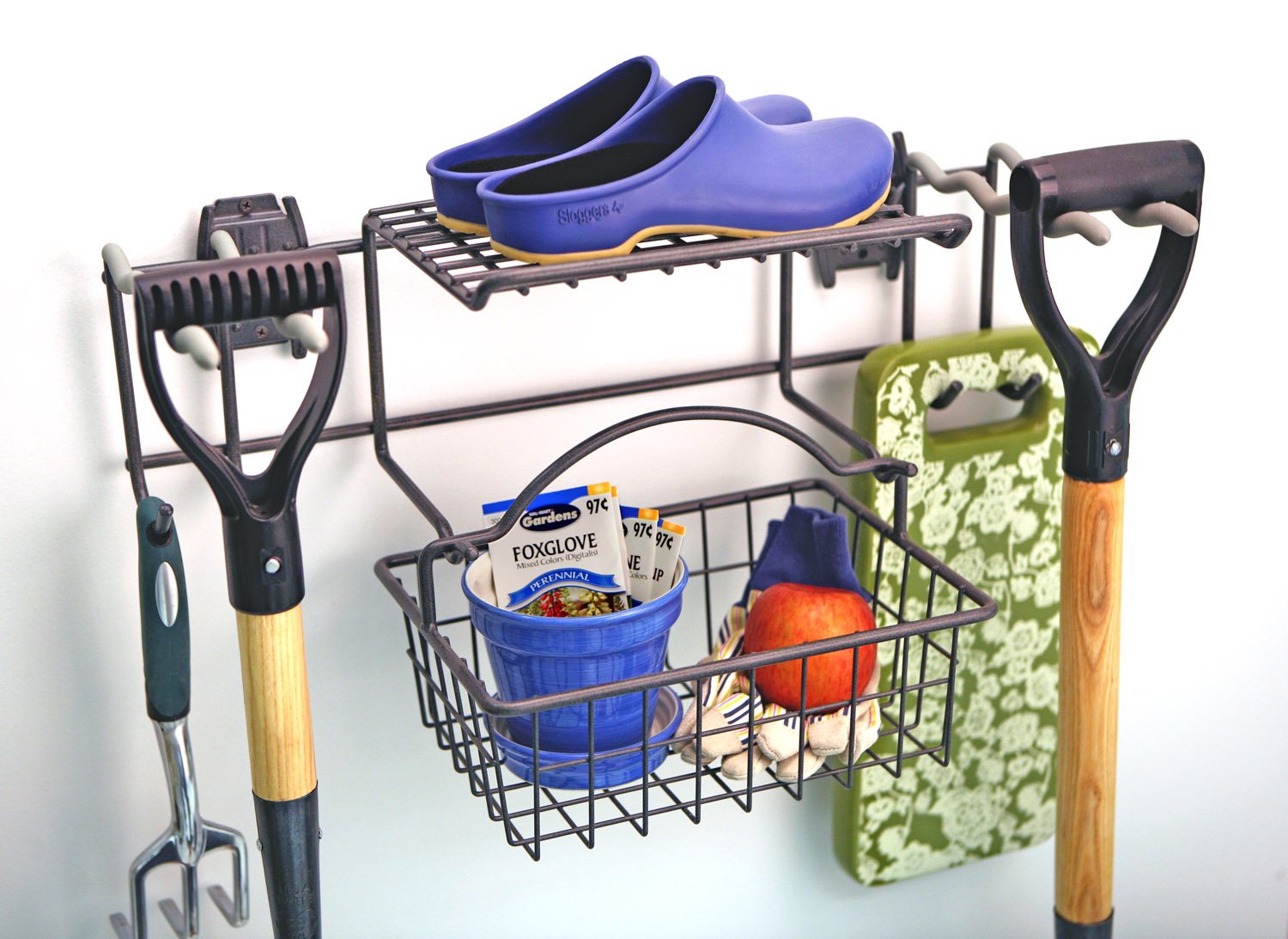 Organized Living 7115520050 Activity Organizer Garden Rack with Basket,Granite Gray