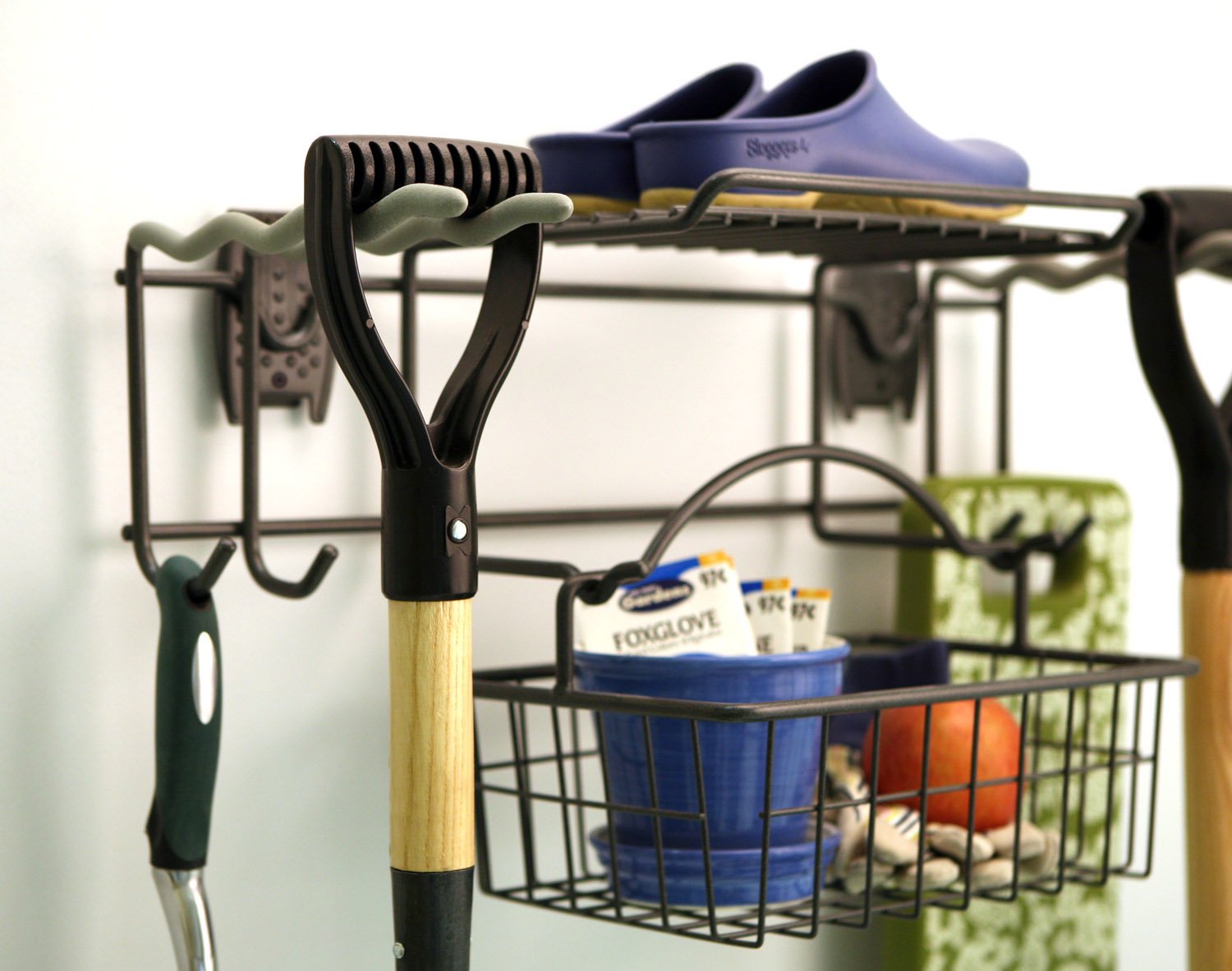 Organized Living 7115520050 Activity Organizer Garden Rack with Basket,Granite Gray