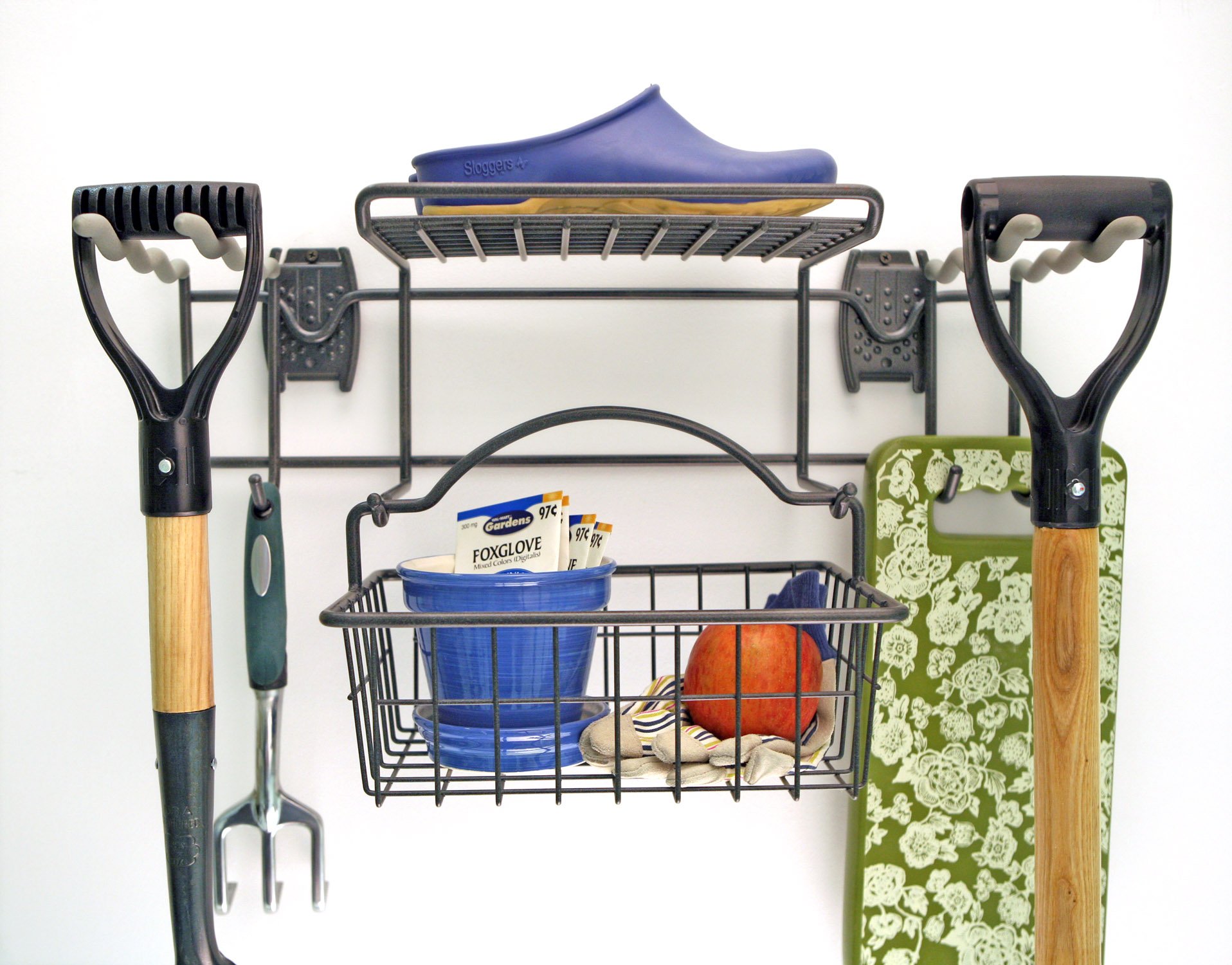 Organized Living 7115520050 Activity Organizer Garden Rack with Basket,Granite Gray