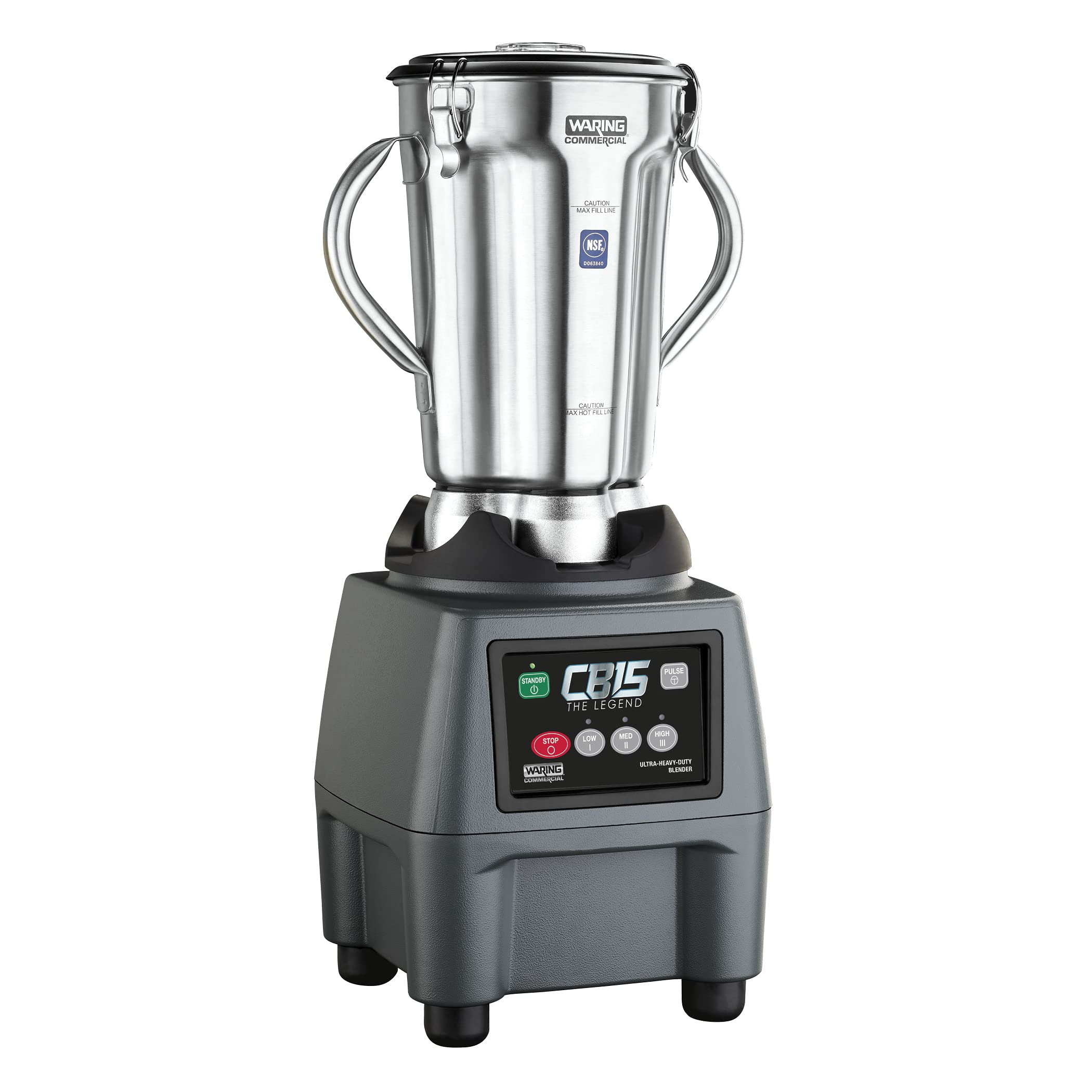 Waring Commercial CB15 Ultra Heavy Duty 3.75 HP Blender, Electric Touchpad Controls with Stainless Steel 1 Gallon Container, 120V, 5-15 Phase Plug