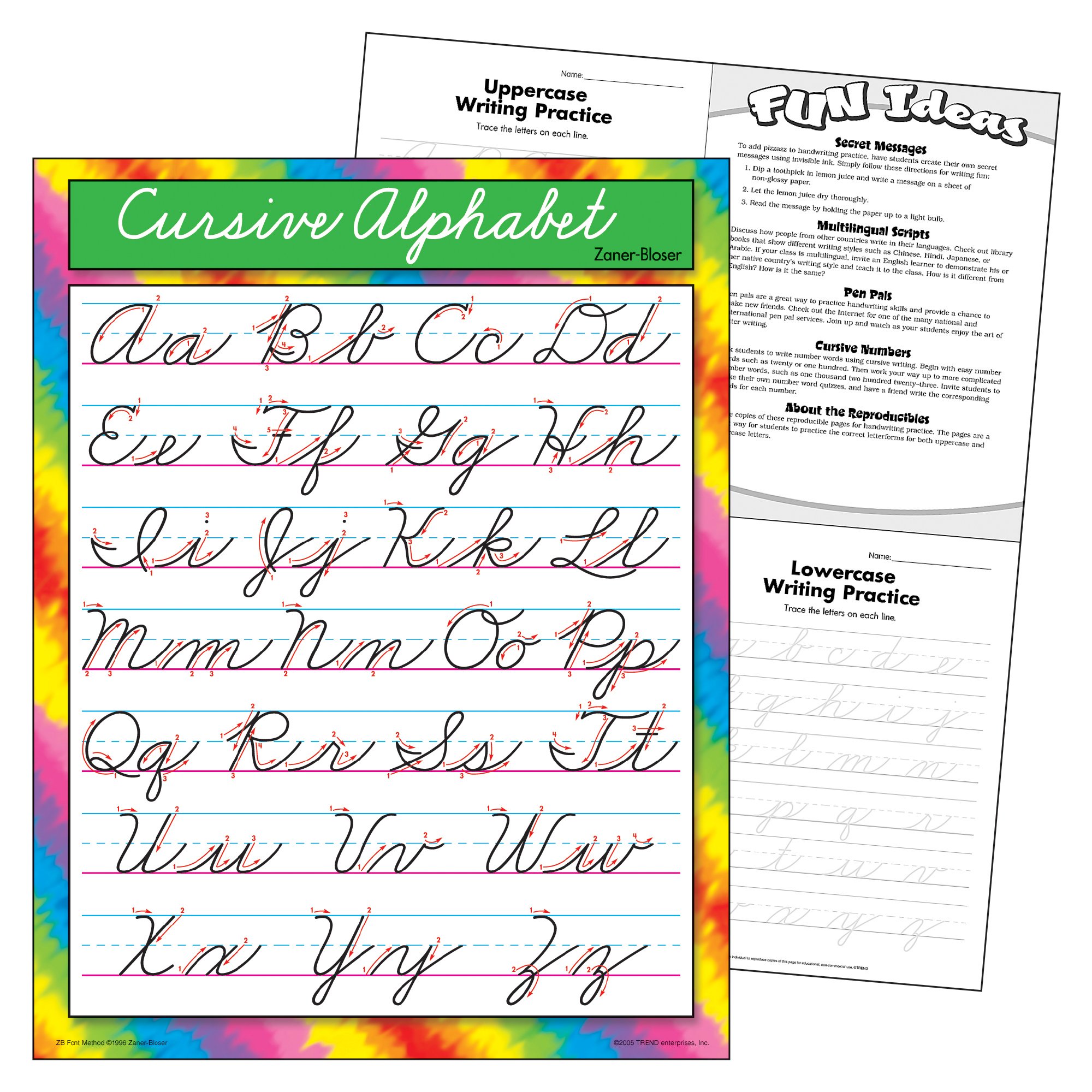 Cursive Alphabet Zaner-Bloser Learning Chart