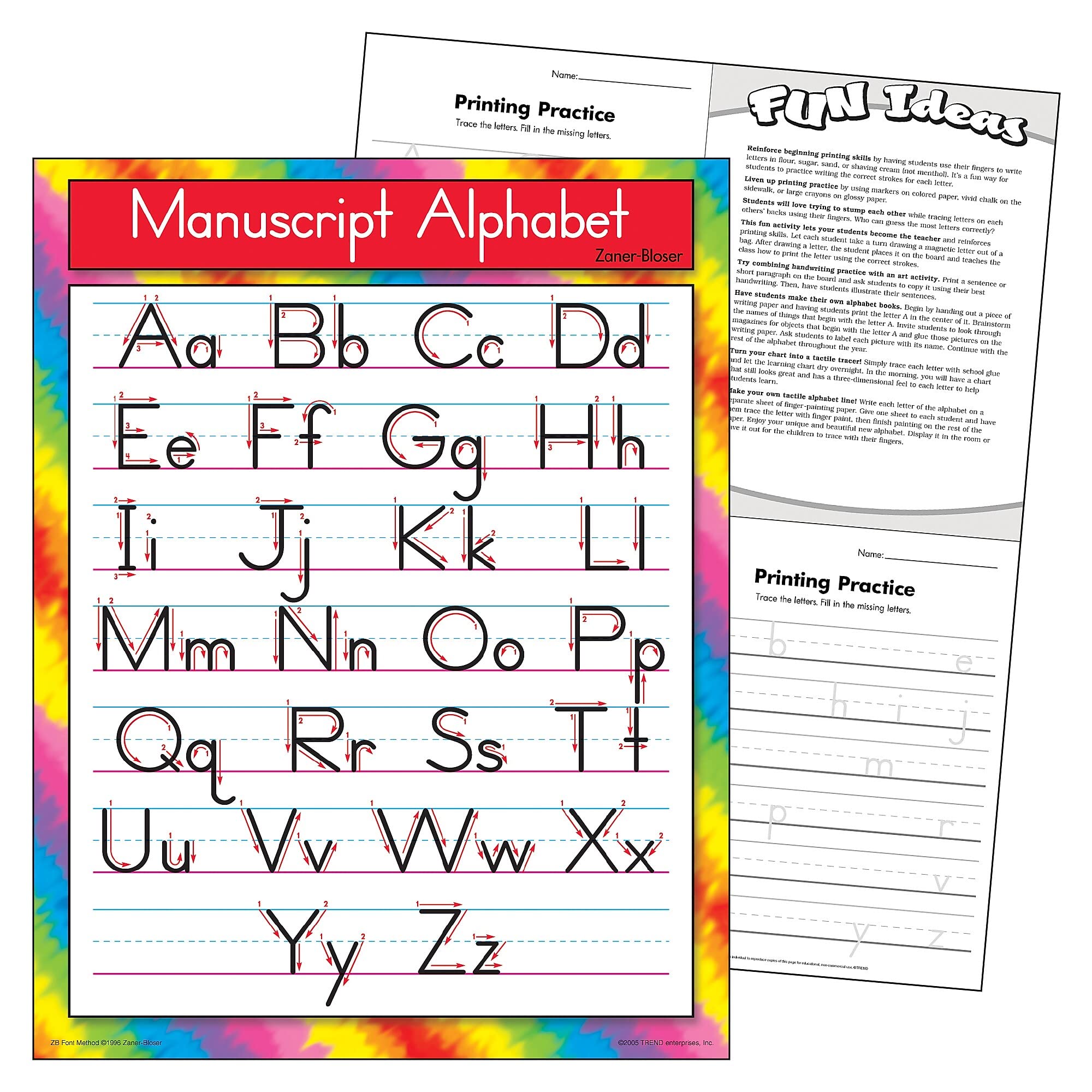 TREND enterprises, Inc. Manuscript Alphabet Zaner-Bloser Learning Chart, 17" x 22"