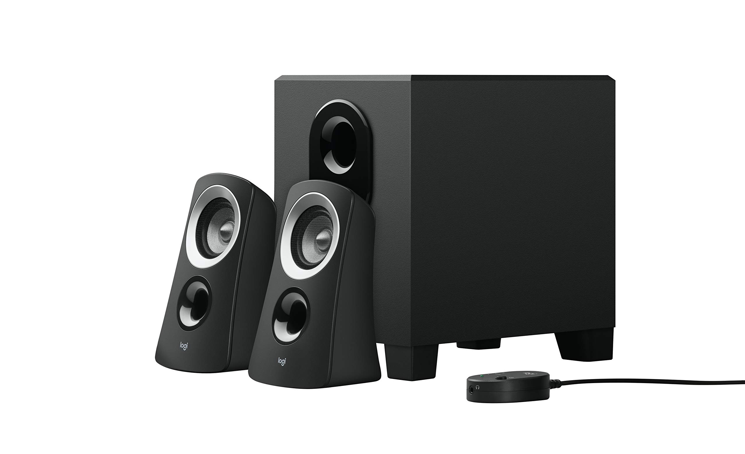 Logitech Z313 2.1 Multimedia Speaker System with Subwoofer, Full Range Audio, 50 Watts Peak Power, Strong Bass, 3.5mm Inputs, PC/PS4/Xbox/TV/Smartphone/Tablet/Music Player - Black