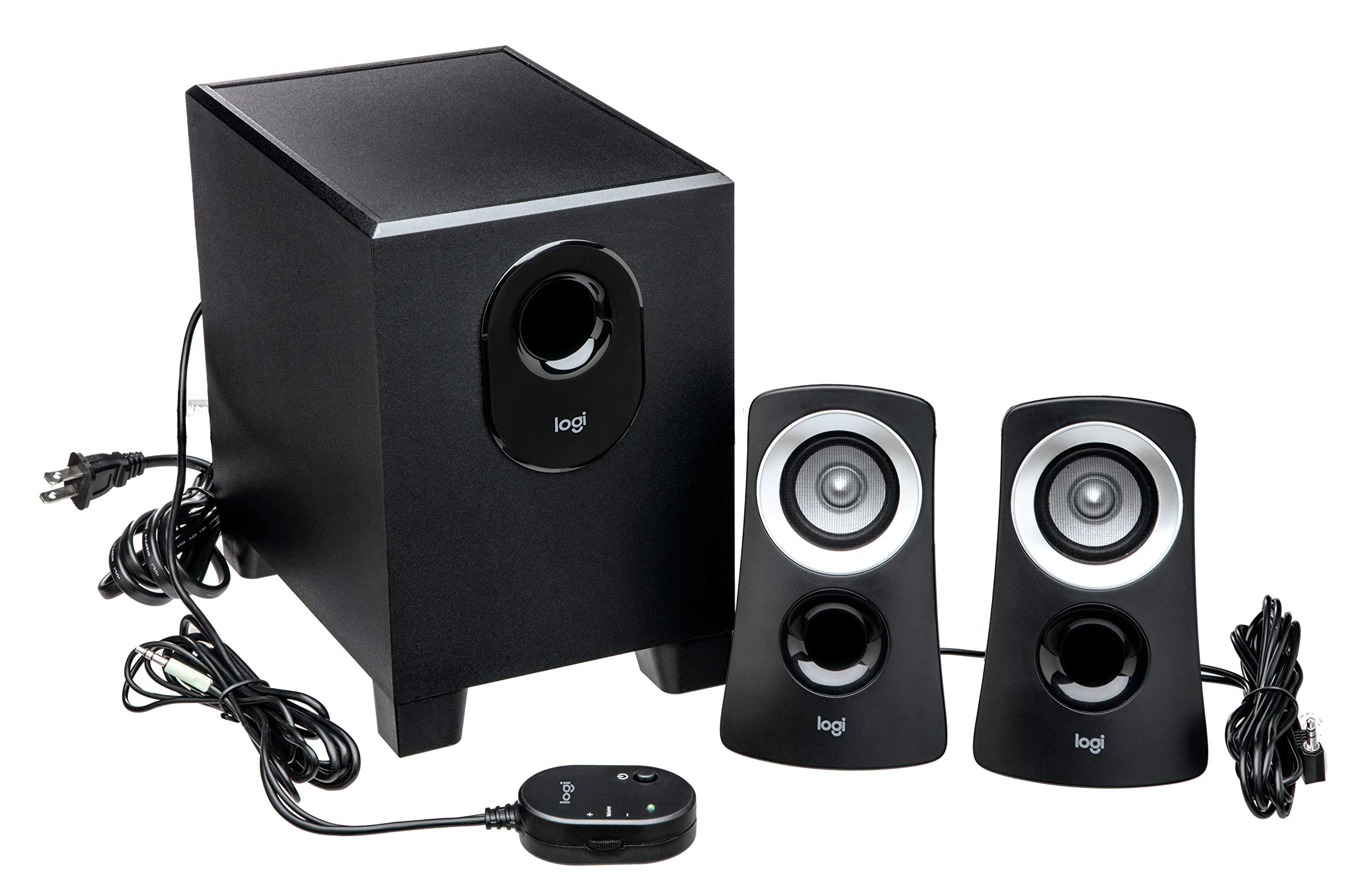 Logitech Z313 2.1 Multimedia Speaker System with Subwoofer, Full Range Audio, 50 Watts Peak Power, Strong Bass, 3.5mm Inputs, PC/PS4/Xbox/TV/Smartphone/Tablet/Music Player - Black