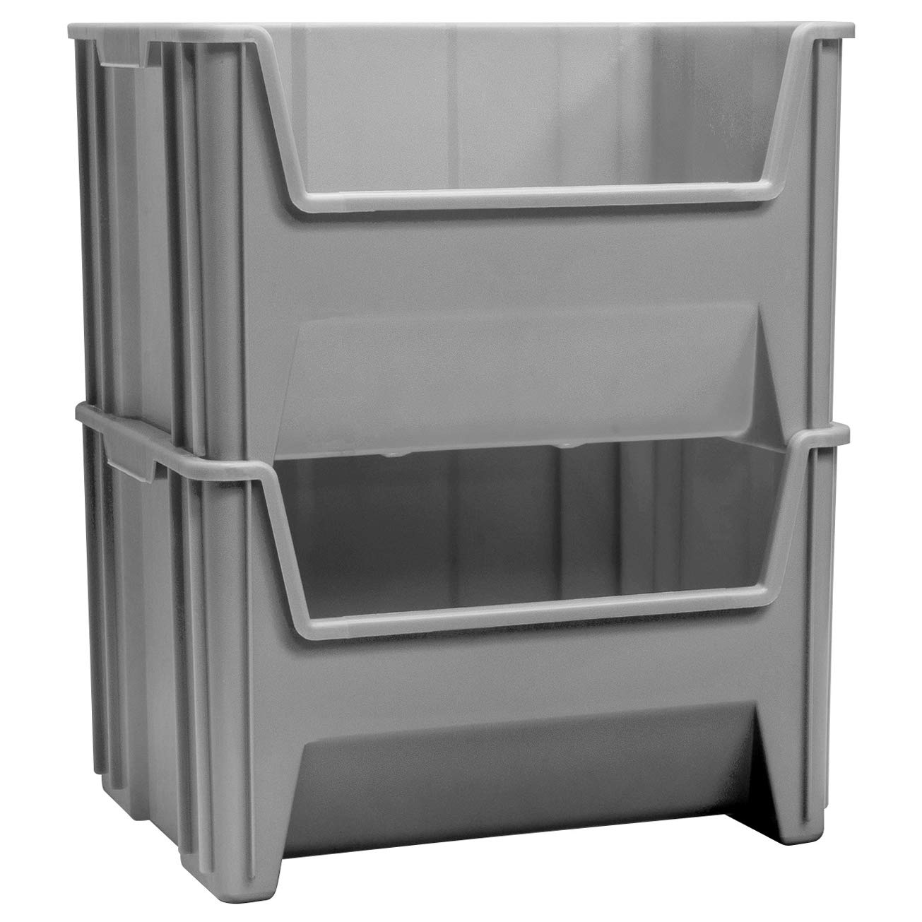 Akro-Mils 13017 Stack-N-Store Heavy Duty Stackable Open Front Plastic Storage Container Bin, (15-Inch x 20-Inch x 12-1/2-Inch), Gray, (3-Pack)