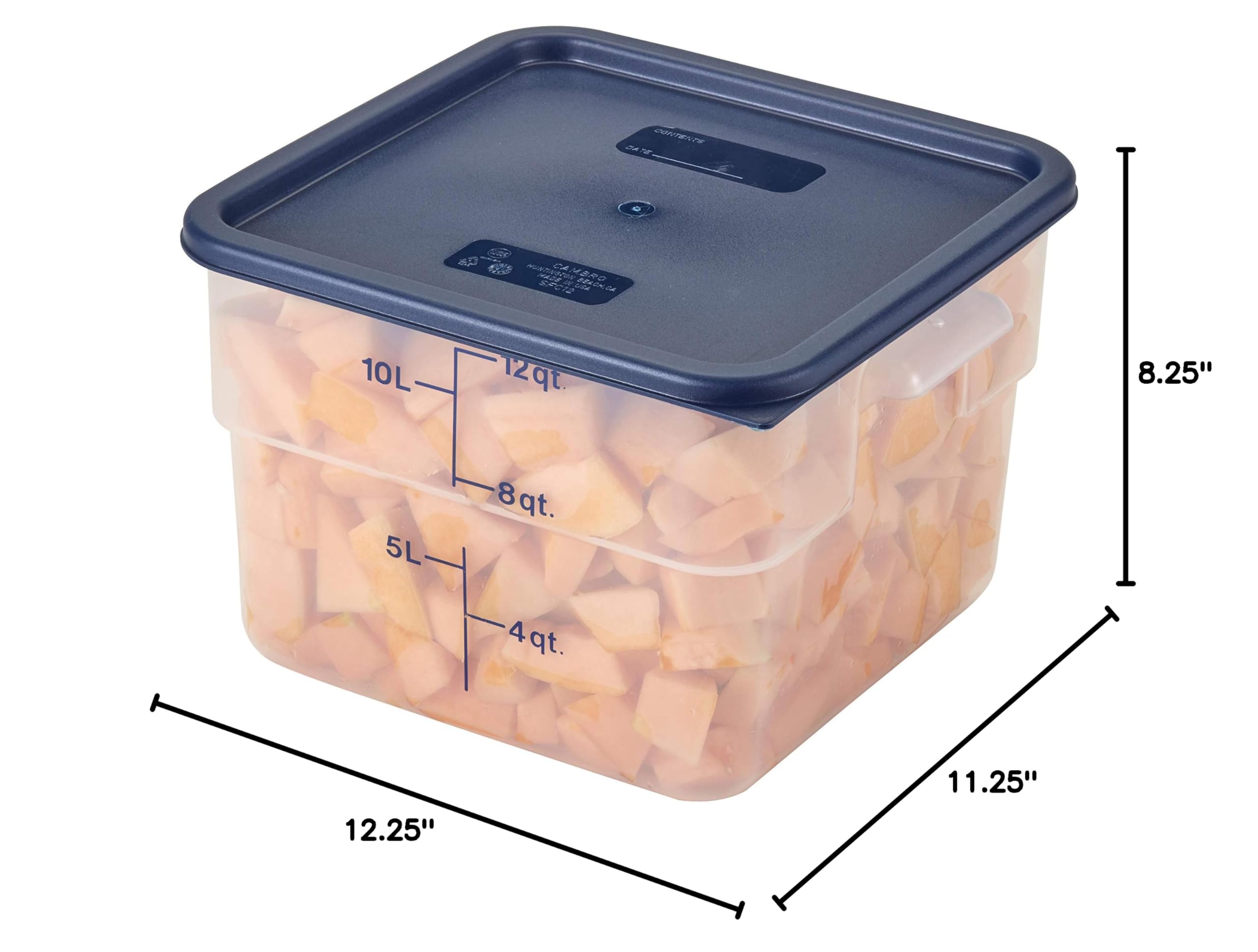 Cambro (12SFSPP190) 12 qt Polypropylene Food Storage Container - CamSquare®