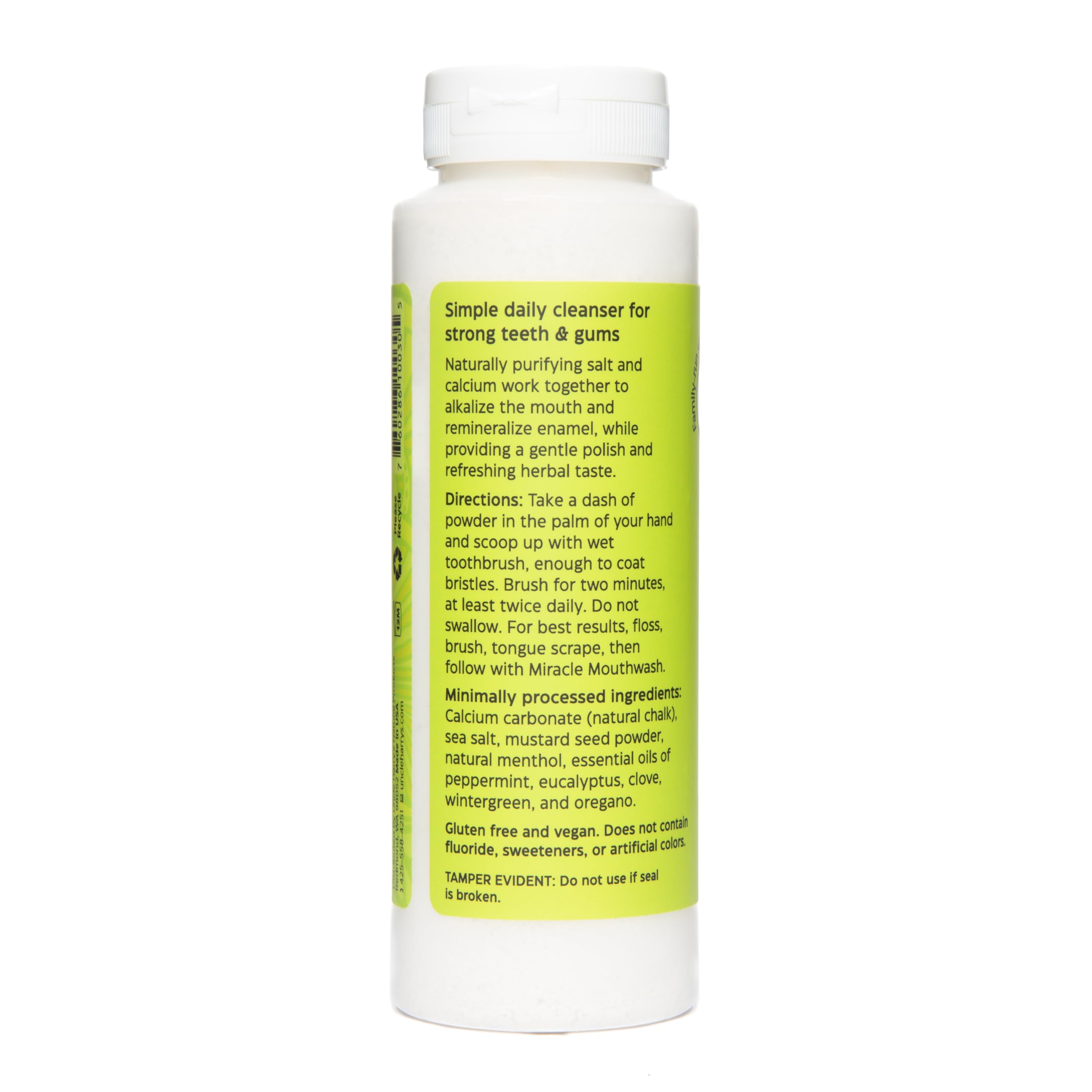 Uncle Harry's Remineralizing Tooth Powder | All Natural Enamel Support & Whitening Toothpaste for Sensitive Teeth | Powder Toothpaste for Gum Health & Fresh Breath (8 oz)