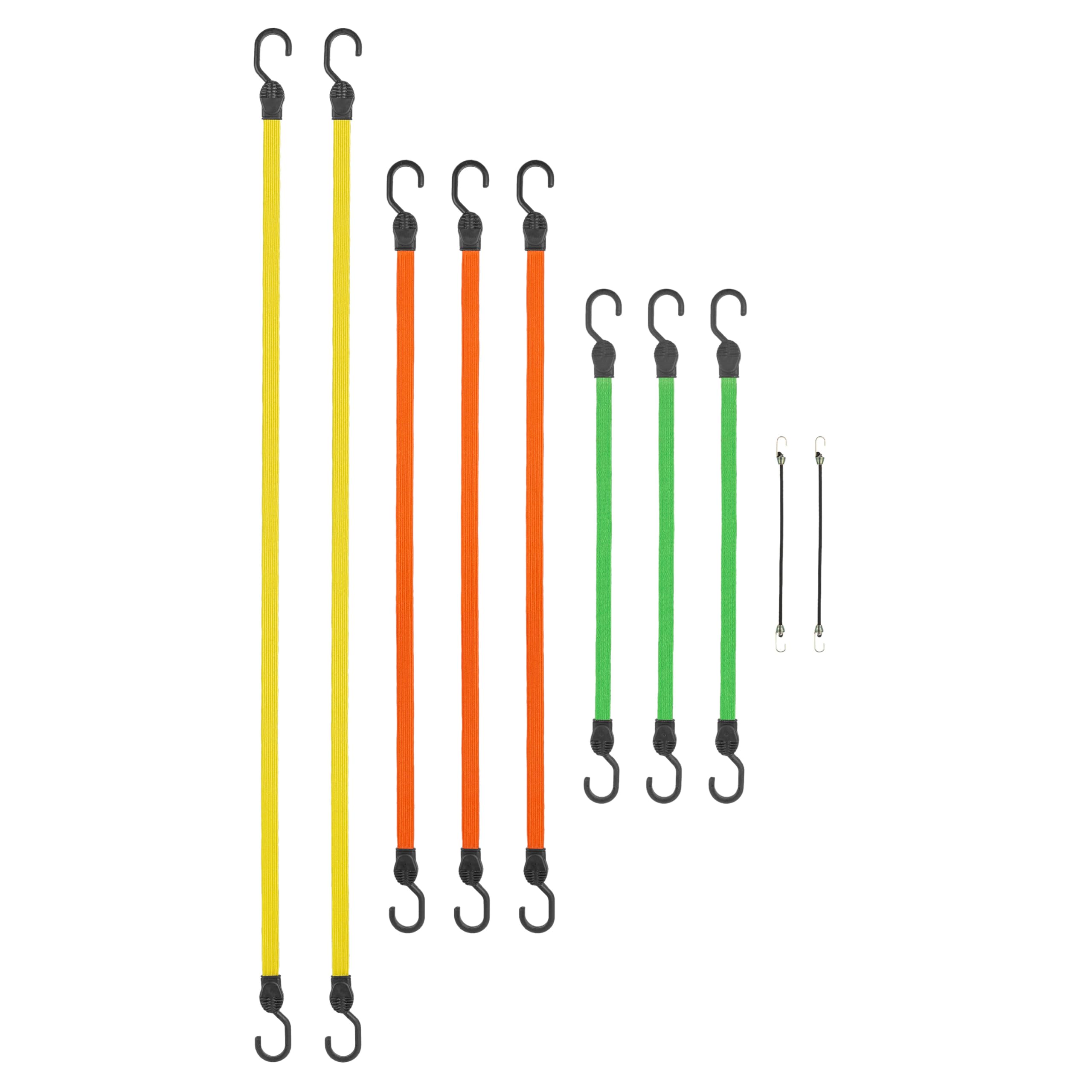 SMARTSTRAPS - 215 SmartStraps Bungee Cords (10pc Value Pack) – Secure Luggage, Coolers and Other Light Loads for Transport – Flat Strap Bungee Cords Distribute Load to Reduce Slipping