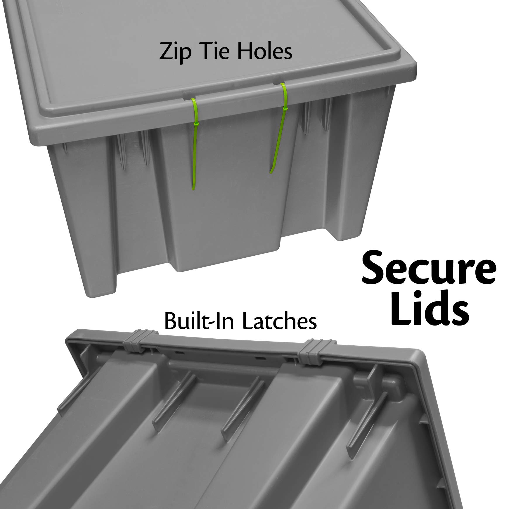 Akro-Mils 35230 Nest and Stack Plastic Storage Container and Distribution Tote, (23-1/2-Inch L x 19-1/2-Inch W x 13-Inch H), Gray, (3-Pack)