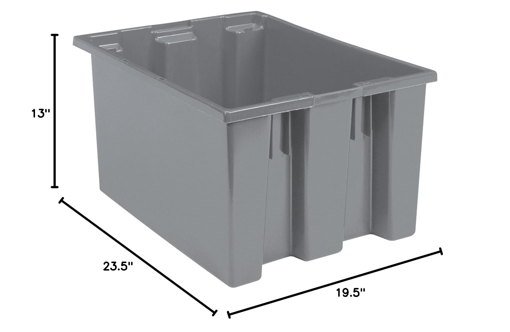 Akro-Mils 35230 Nest and Stack Plastic Storage Container and Distribution Tote, (23-1/2-Inch L x 19-1/2-Inch W x 13-Inch H), Gray, (3-Pack)