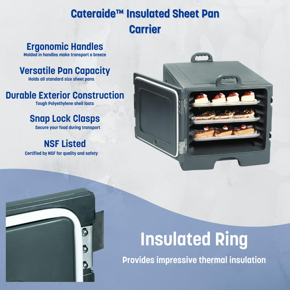 CFS TC1826N03 Cateraide Polyethylene Sheet Pan and Tray Carrier, 28-3/4" Length x 21" Width x 22.12" Height, Black