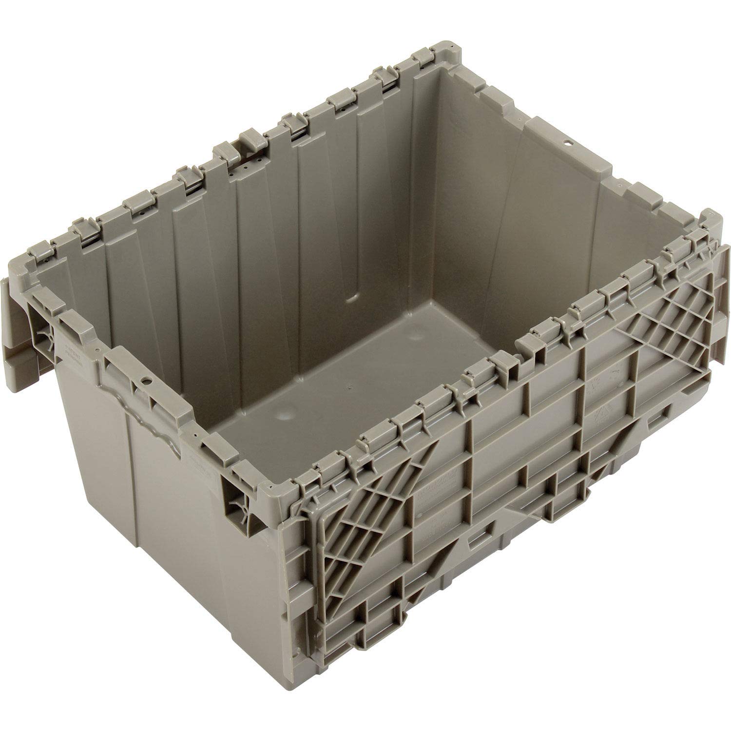 Monoflo Global Industrial Distribution Container With Hinged Lid, 21-7/8x15-1/4x12-7/8, Gray