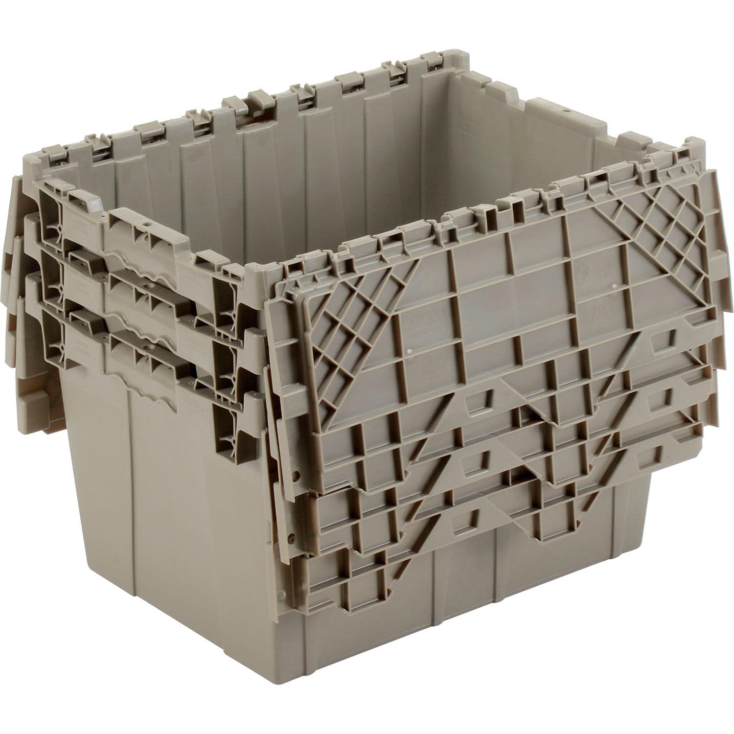 Monoflo Global Industrial Distribution Container With Hinged Lid, 21-7/8x15-1/4x12-7/8, Gray