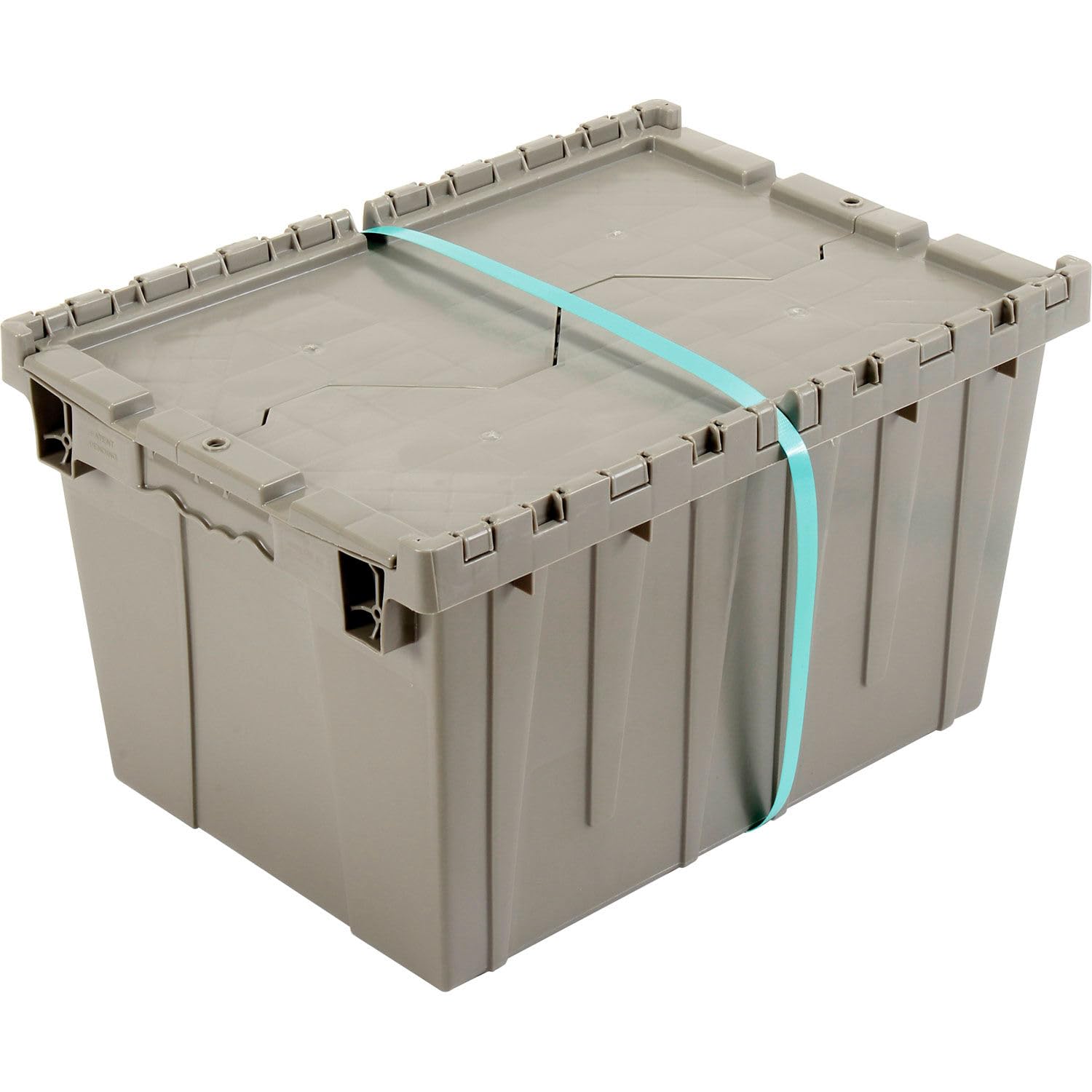 Monoflo Global Industrial Distribution Container With Hinged Lid, 21-7/8x15-1/4x12-7/8, Gray