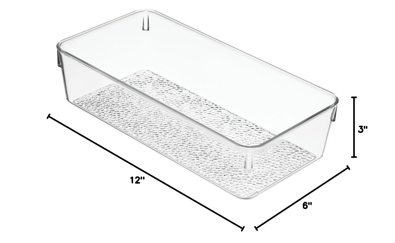 iDesign 49250 Rain BPA-Free Plastic Drawer Organizer Tray - 12" x 6" x 3", Clear