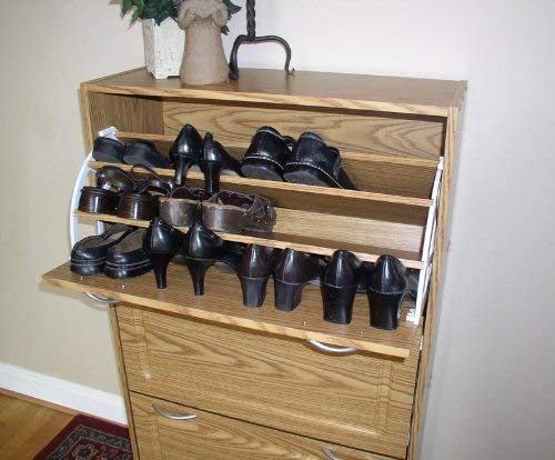 4D Concepts DELUXE TRIPLE SHOE CABINET (light walnut), 11.4"D x 29.3"W x 49.6"H,