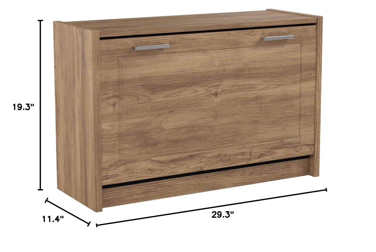 4D Concepts DELUXE SHOE CABINET-light walnut, 11.4"D x 29.3"W x 19.3"H,