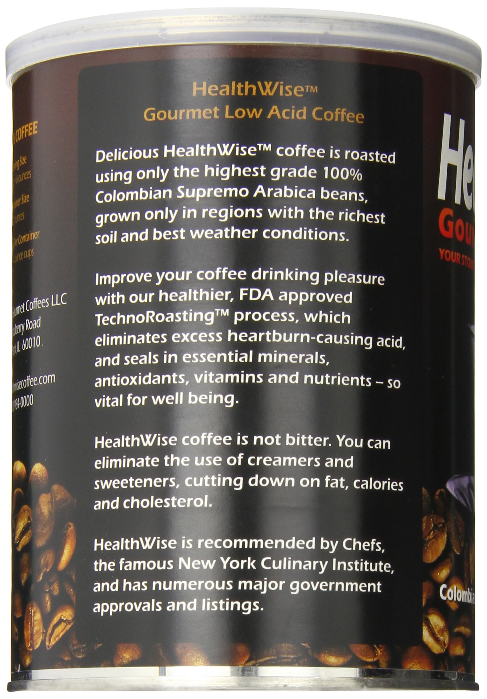 HealthWise Low Acid Coffee 100 Colombian Supremo, Original, 12 Ounce