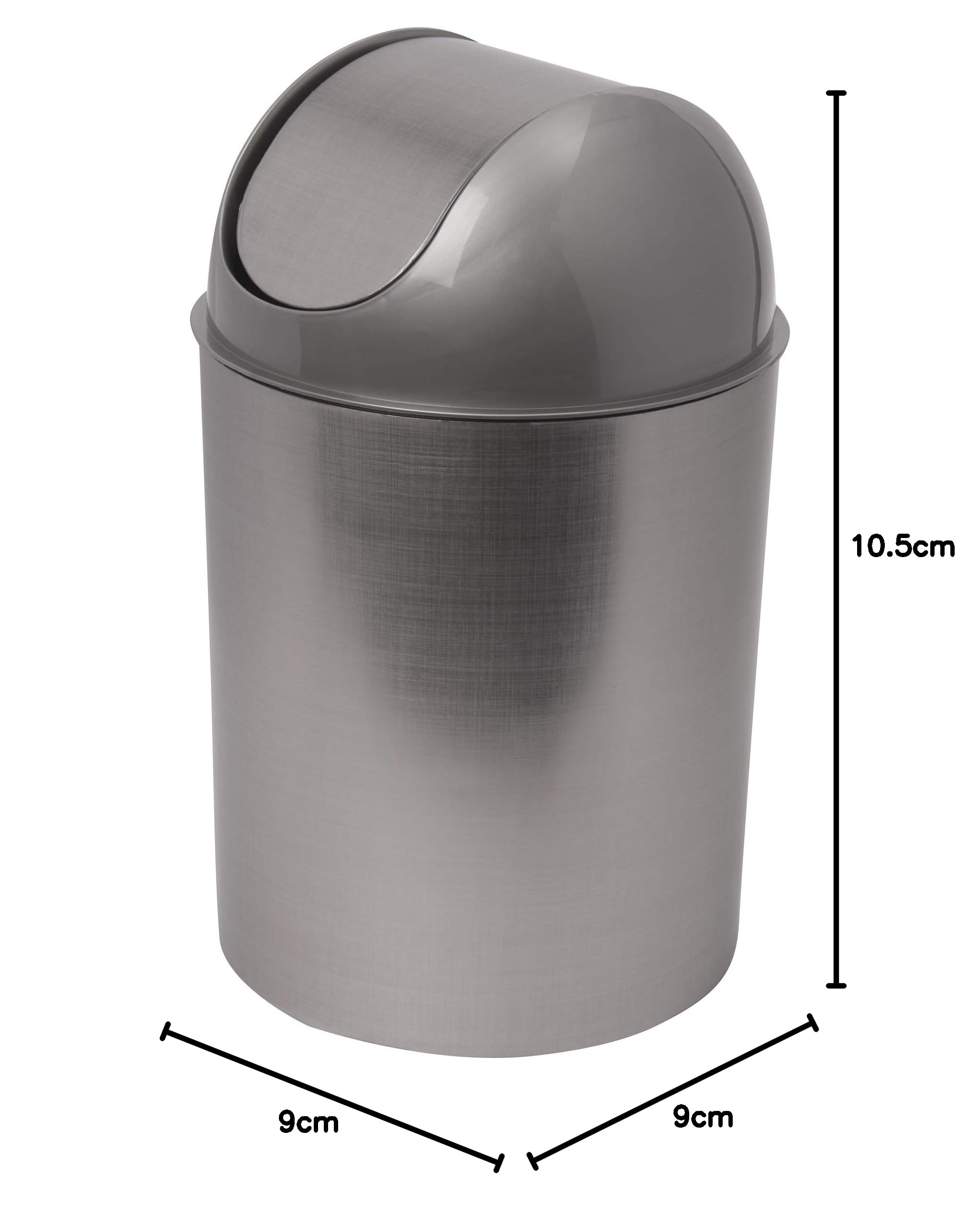 Umbra Mezzo, 2.5 Gallon Trash Can with Lid, Ideal For Small Spaces, Home and Office, Brushed Silver