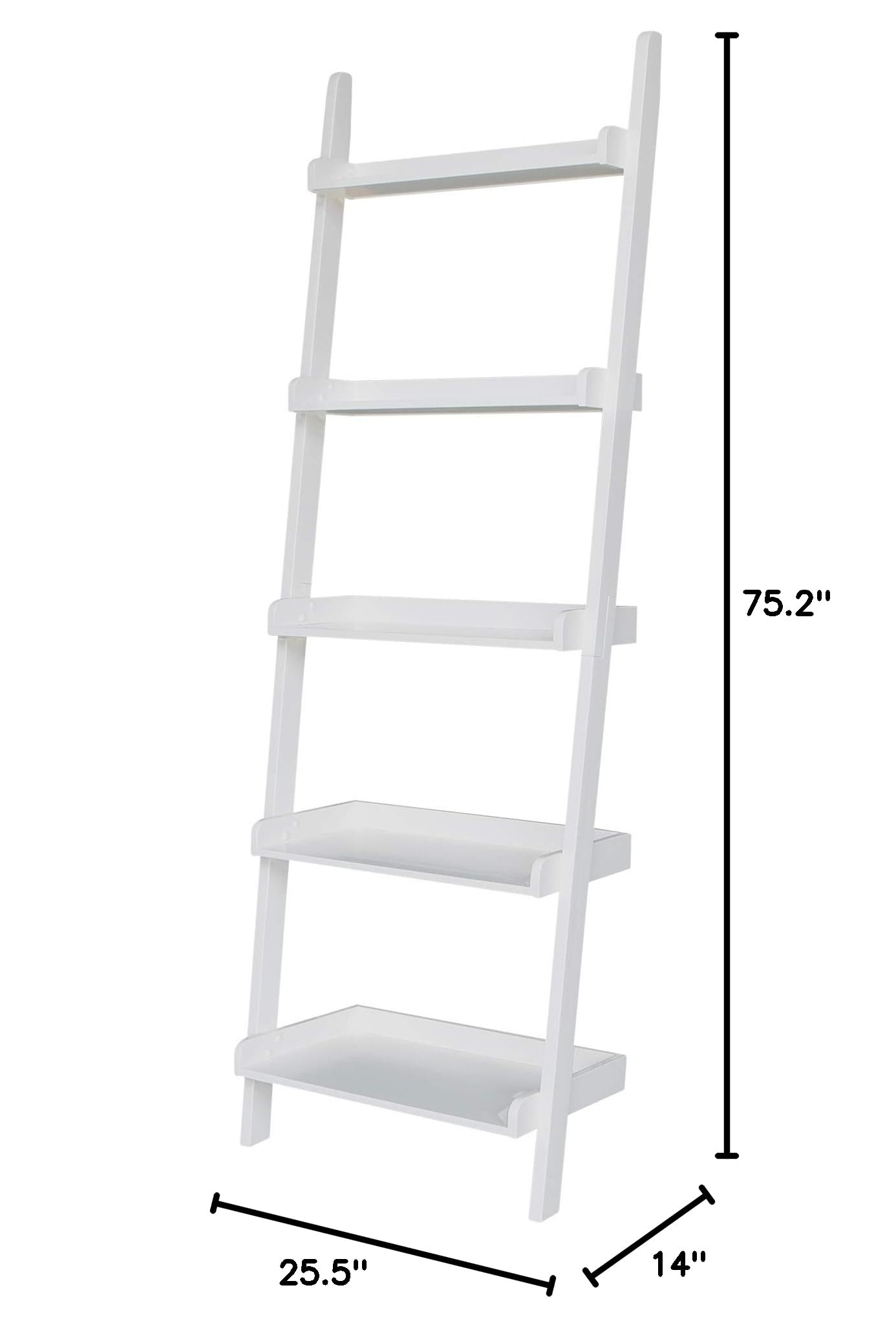 International Concepts 5 Tier Leaning Shelf, White