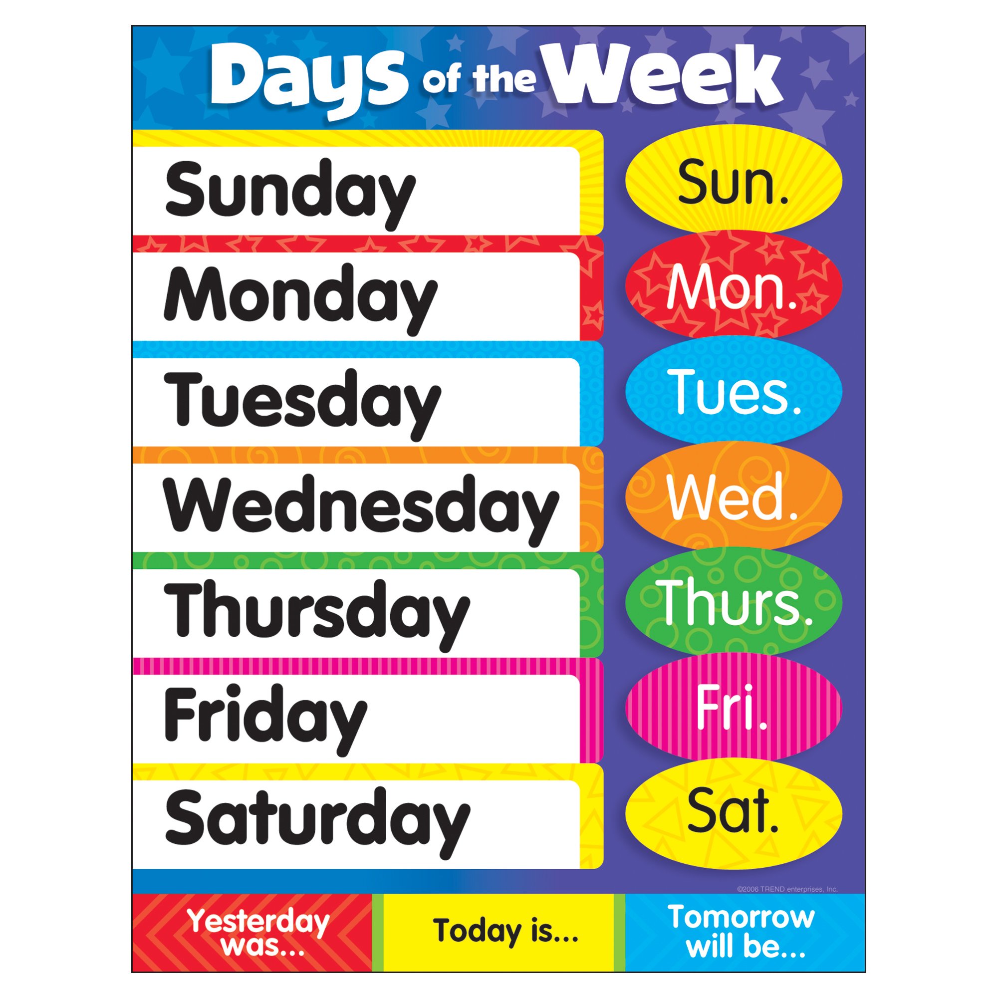 TREND enterprises, Inc. Days of The Week Stars Learning Chart, 17" x 22"