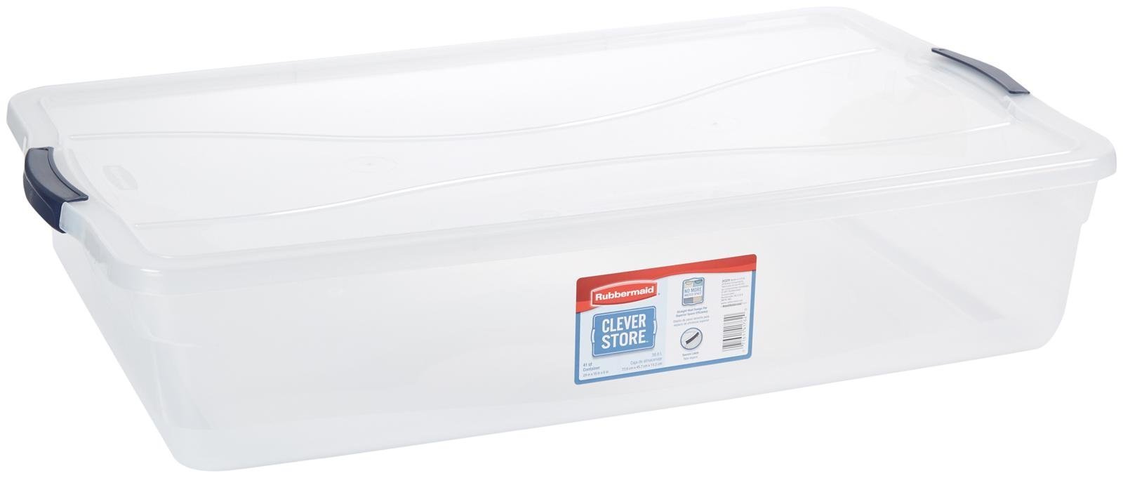 Rubbermaid 3Q2900CLMCB Storage Tote with Blueberry Frost Latch, 41 Quart, Clear