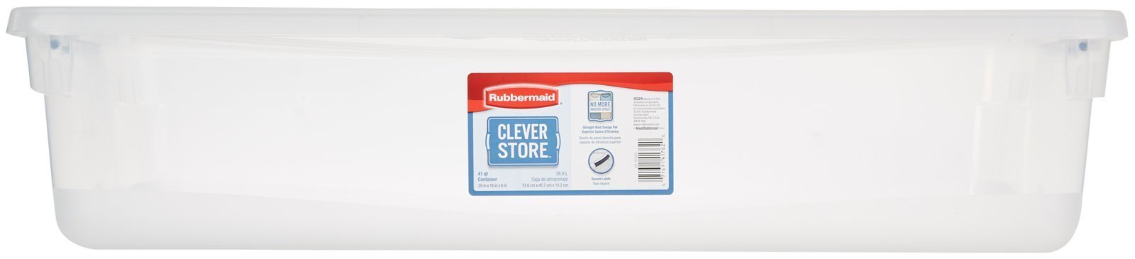 Rubbermaid 3Q2900CLMCB Storage Tote with Blueberry Frost Latch, 41 Quart, Clear