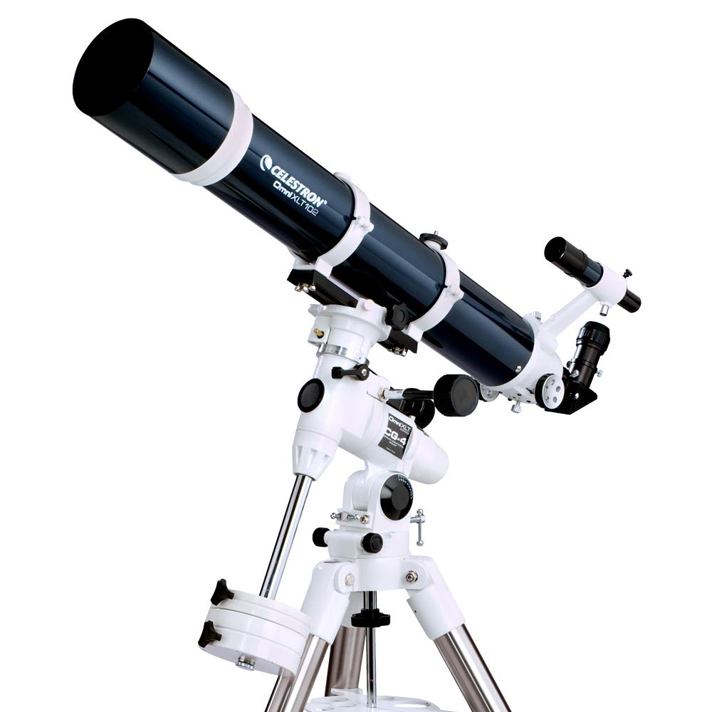 Celestron ā Omni XLT 102 Refractor Telescope ā Hand-Figured Refractor with XLT Optical Coatings ā Manual German Equatorial EQ Mount with Setting Circles and Slow Motion Control ā Includes Accessories