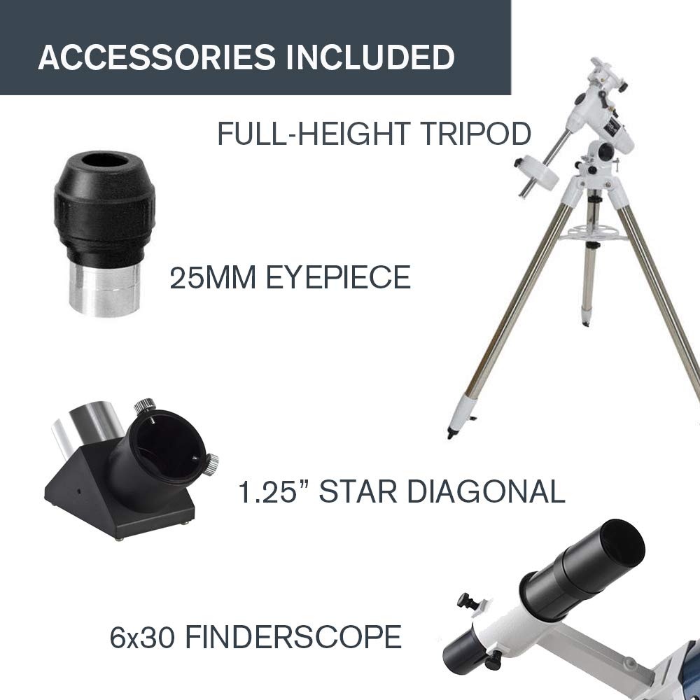 Celestron – Omni XLT 102 Refractor Telescope – Hand-Figured Refractor with XLT Optical Coatings – Manual German Equatorial EQ Mount with Setting Circles and Slow Motion Control – Includes Accessories