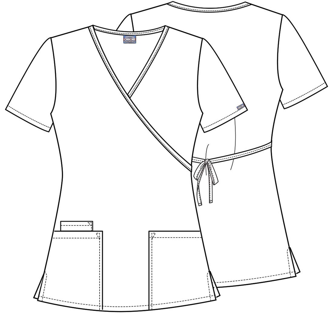 Workwear Women Scrubs Top Mock Wrap Tunic 4801, XL, Black
