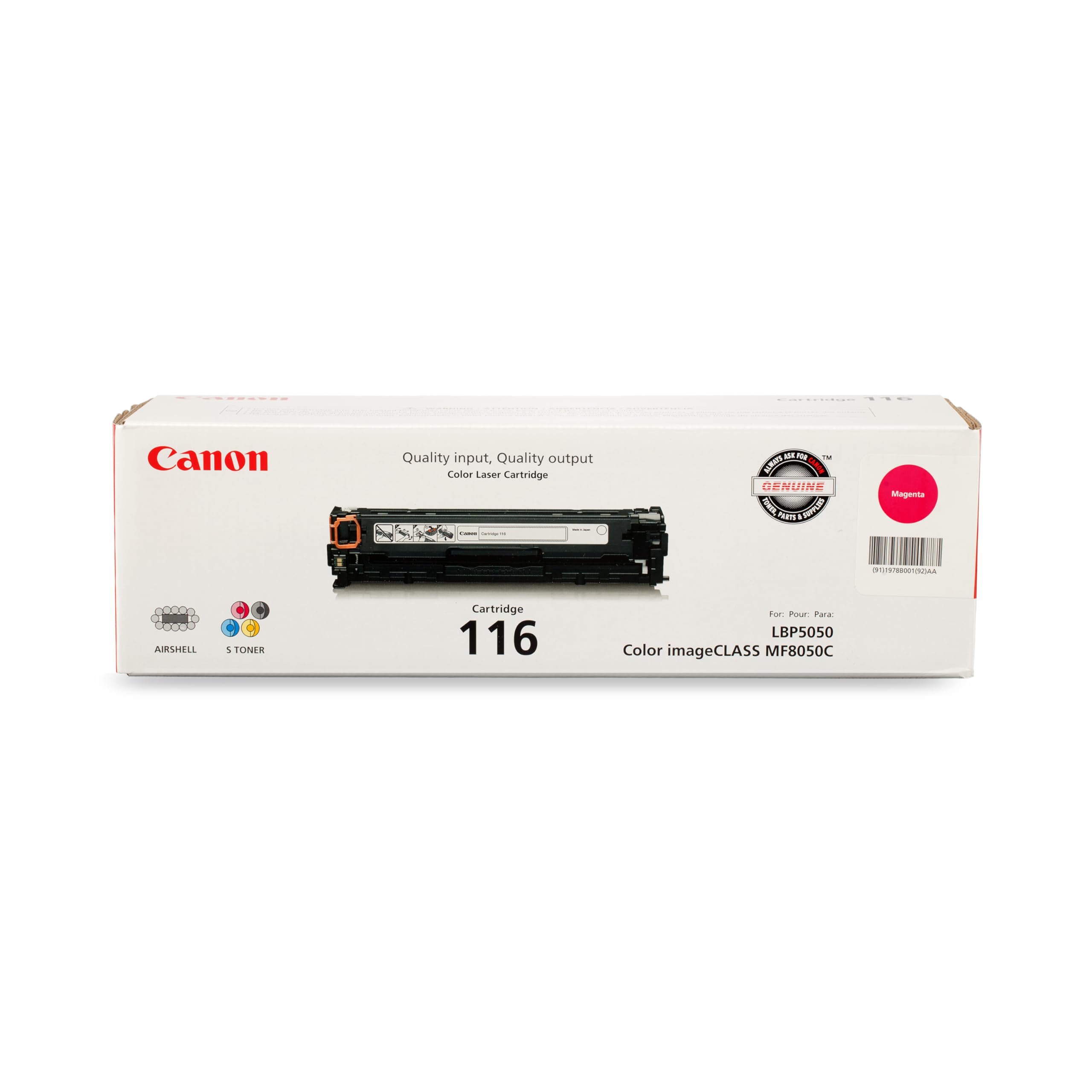 Canon Genuine Toner, Cartridge 116 Magenta (1978B001), 1 Pack Color imageCLASS MF8050Cn, MF8080Cw Laser Printer