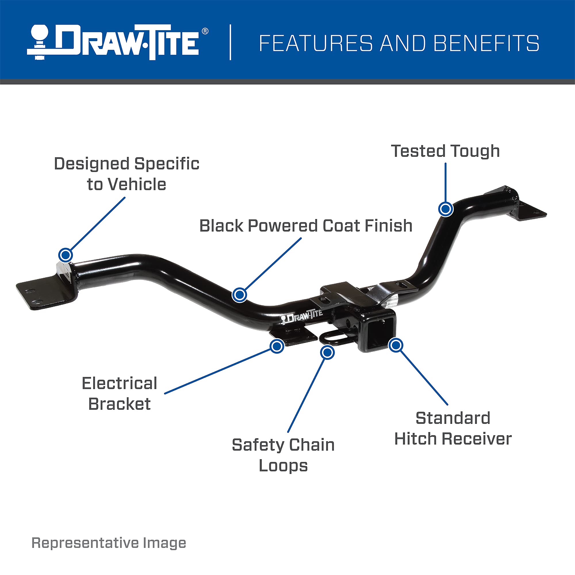 Draw-Tite 41533 Class 4 Trailer Hitch, 2 Inch Receiver, Black, Compatible with Select Dodge Van, Ram 3500, Dodge Van, Ram 2500, Dodge Van, Ram 1500, Dodge Van, B3500, Dodge Van, B350, Dodge Van, B2500