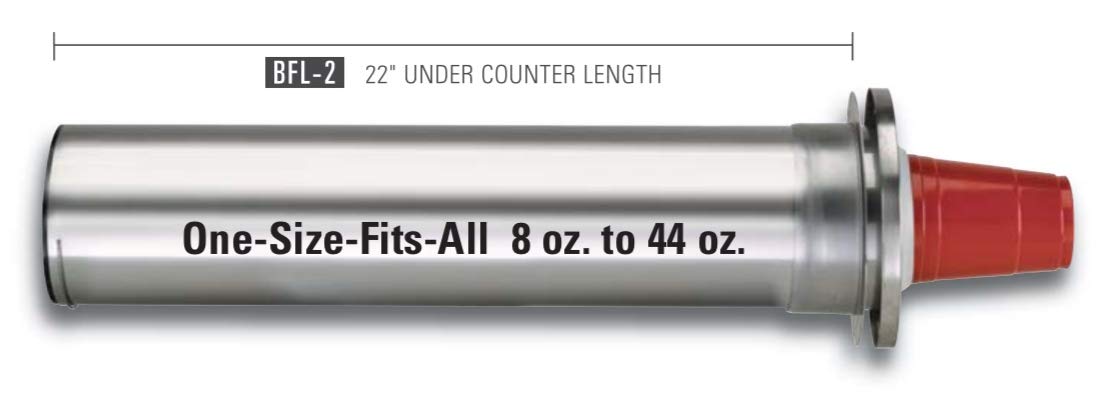 Dispense-Rite BFL-2 in-Counter Interchangeable Baffle Stainless Steel Cup Dispenser, 2 Spring, 22" Length, One Size Fits All
