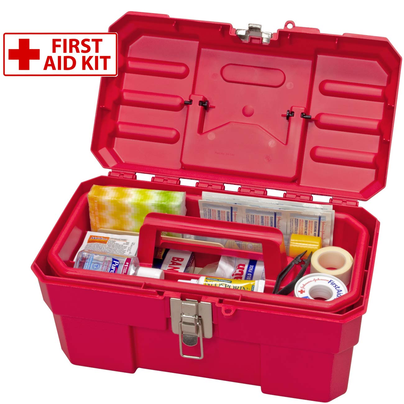 Akro-Mils 09514 ProBox 14-Inch Plastic Toolbox for Tools, Hobby or Craft Storage Toolbox with Removable Tray, 14-Inch x 8-Inch x 8-Inch, Red