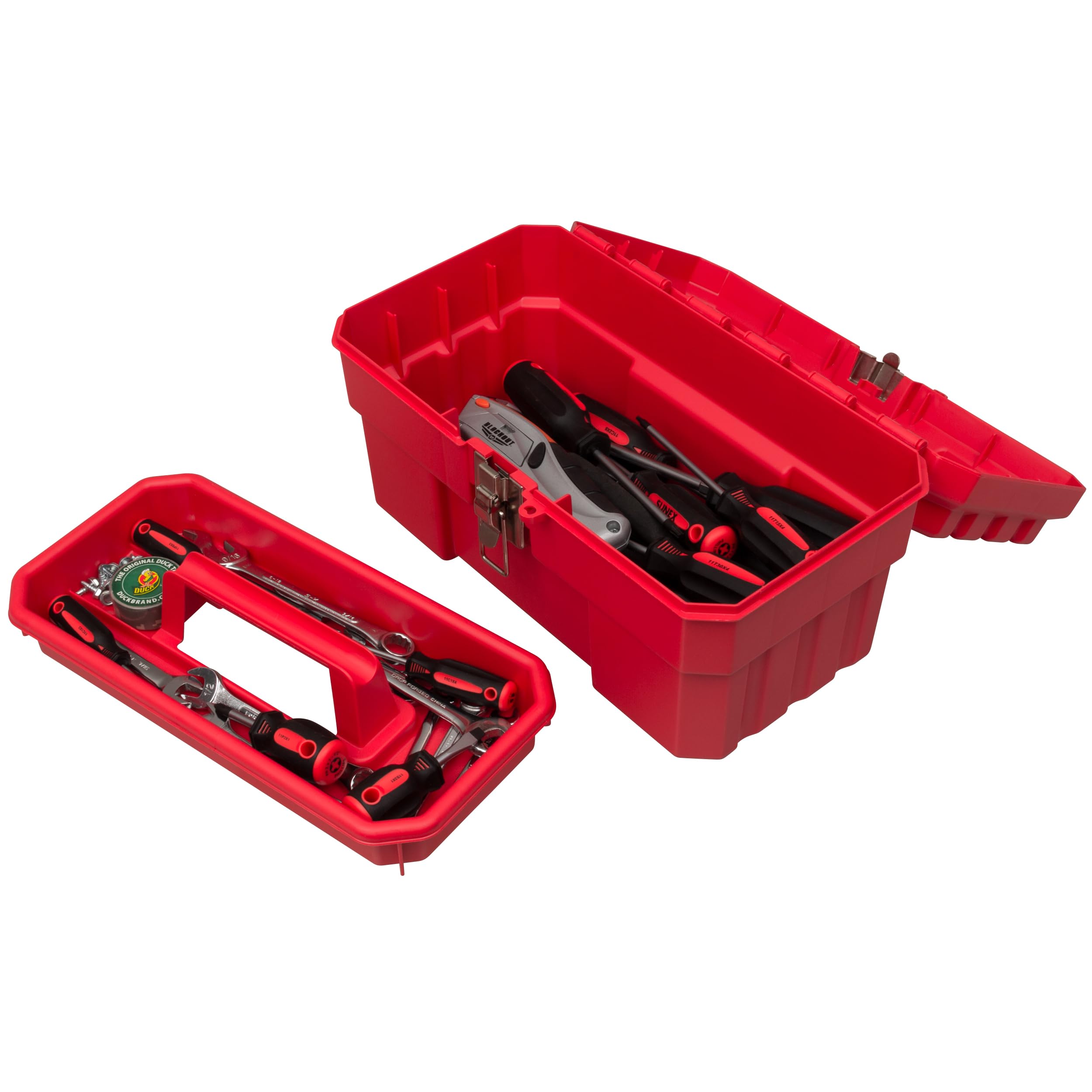 Akro-Mils 09514 ProBox 14-Inch Plastic Toolbox for Tools, Hobby or Craft Storage Toolbox with Removable Tray, 14-Inch x 8-Inch x 8-Inch, Red