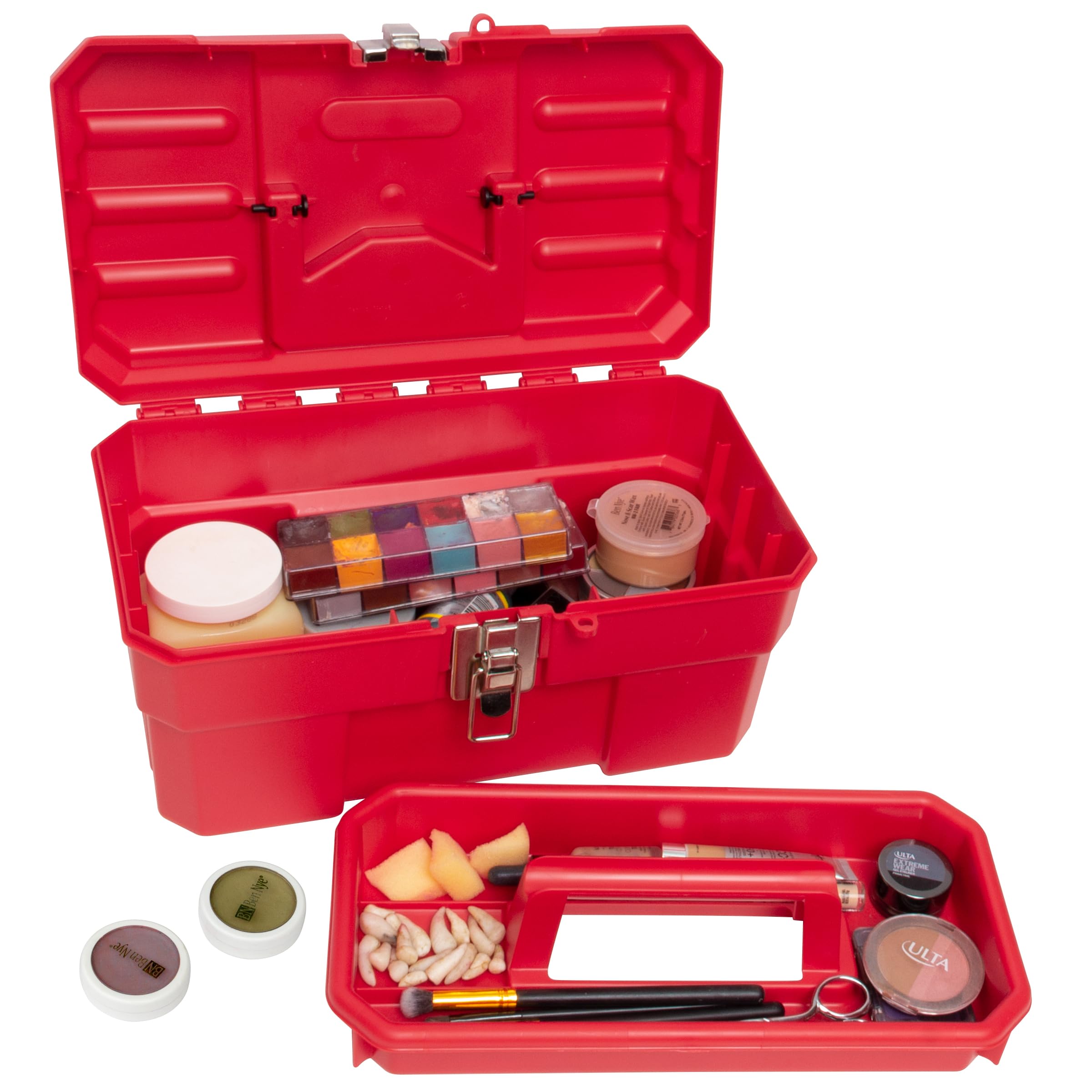 Akro-Mils 09514 ProBox 14-Inch Plastic Toolbox for Tools, Hobby or Craft Storage Toolbox with Removable Tray, 14-Inch x 8-Inch x 8-Inch, Red