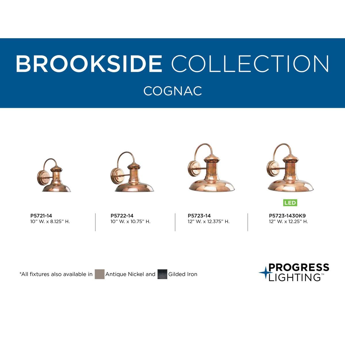 Progress Lighting P5721-14 Brookside Outdoor, 8-Inch Width x 9-3/4-Inch Height, Brown