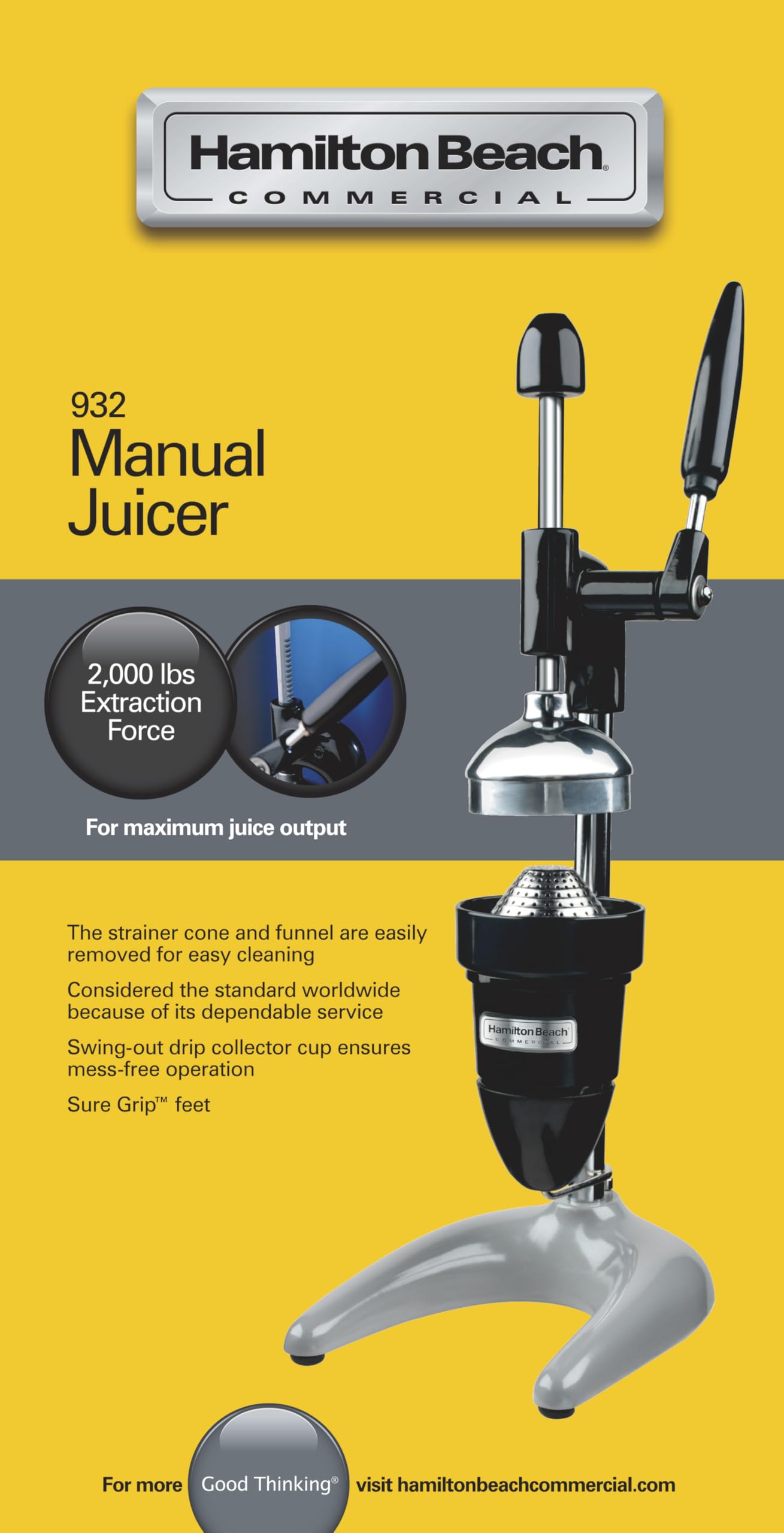 Hamilton Beach 932 Commercial Citrus Juicer, Black