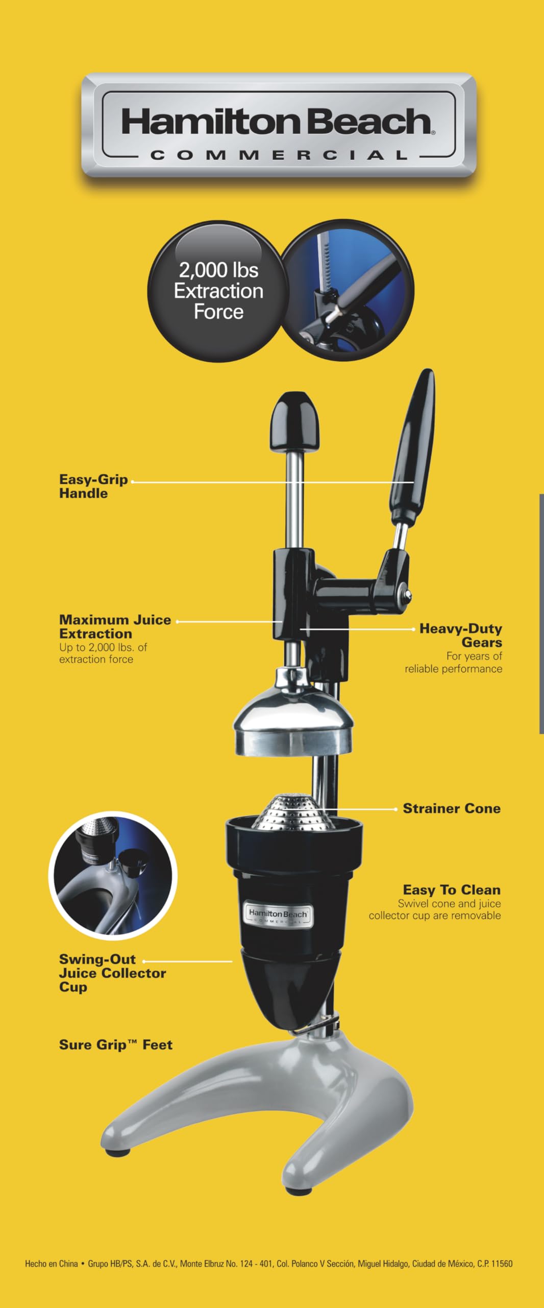 Hamilton Beach 932 Commercial Citrus Juicer, Black