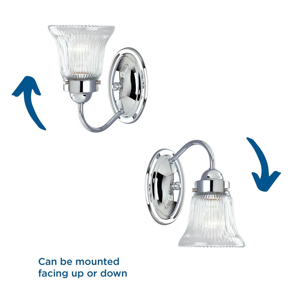 Progress Lighting P3287-15 Economy Fluted Glass Bath & Vanity, 5-1/4-Inch Width x 9-Inch Height, Chrome