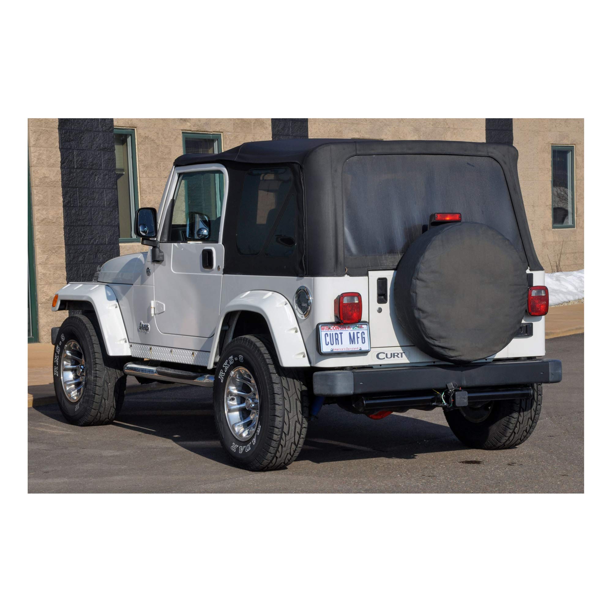 CURT 13430 Class 3 Trailer Hitch, 2-Inch Receiver, Round Tube Frame, Fits Select Jeep Wrangler TJ
