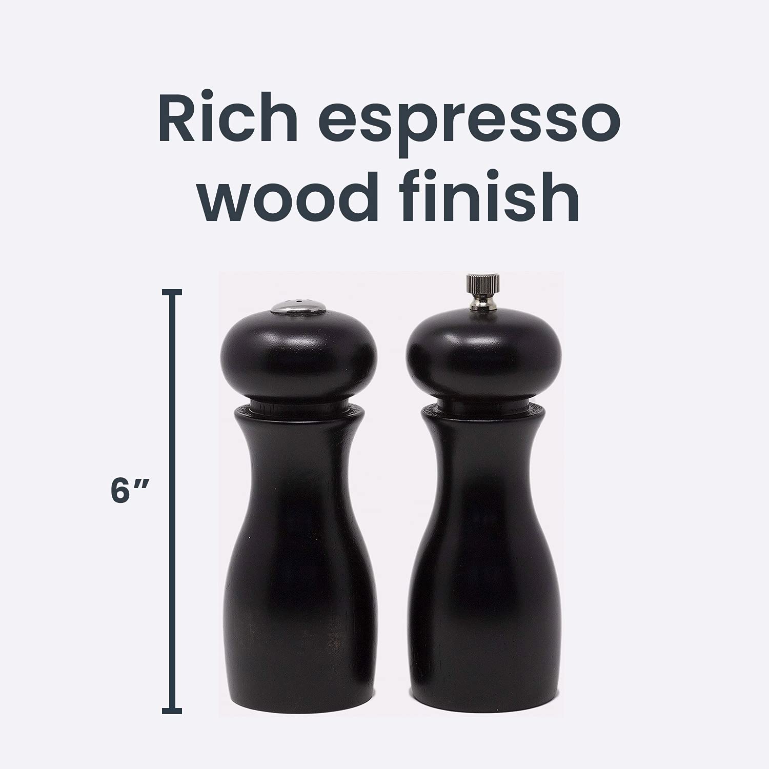 Olde Thompson 6 Caffe Wood Pepper Mill and Salt Shaker Set