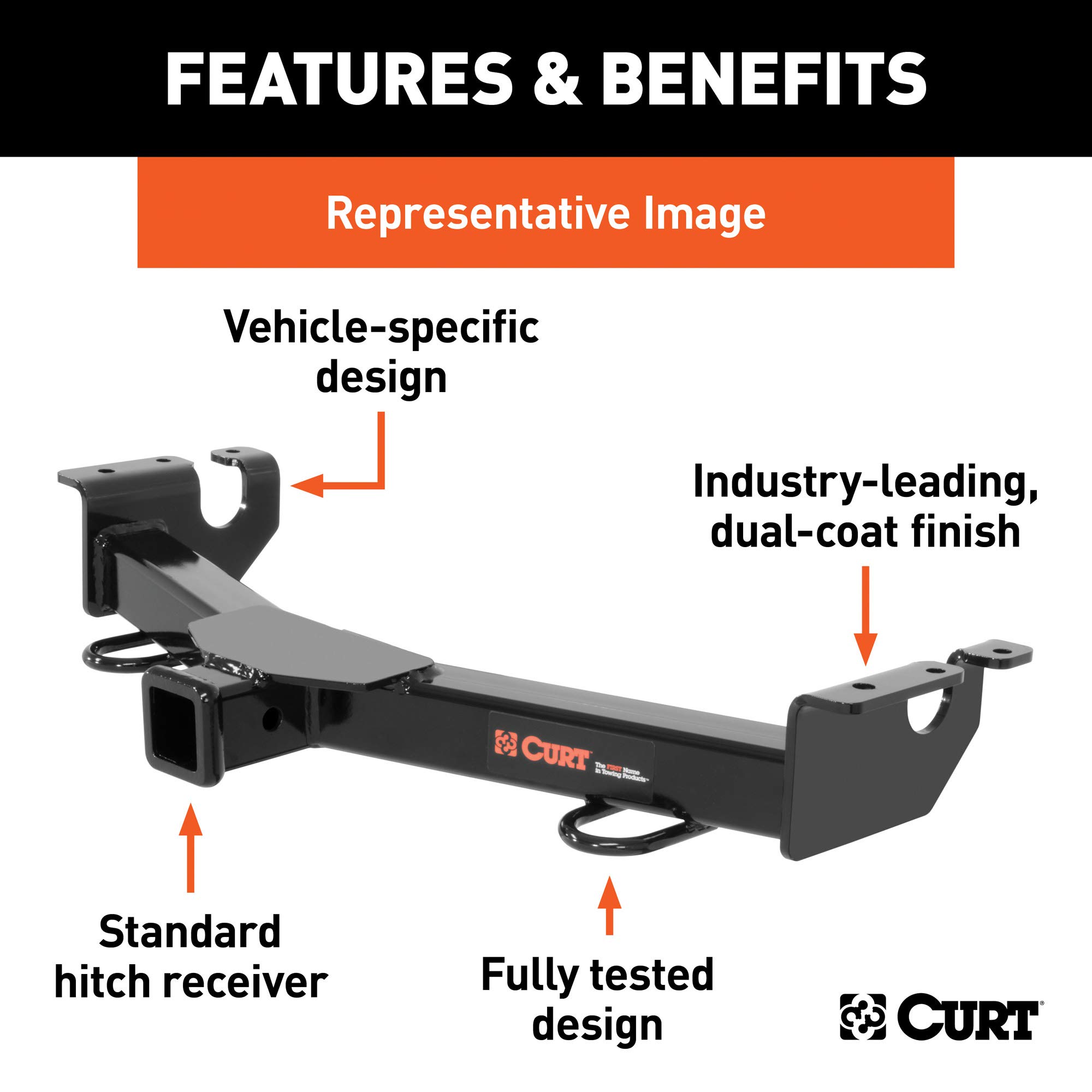 CURT 31230 2-Inch Front Receiver Hitch, Select Dodge Dakota, Mitsubishi Raider