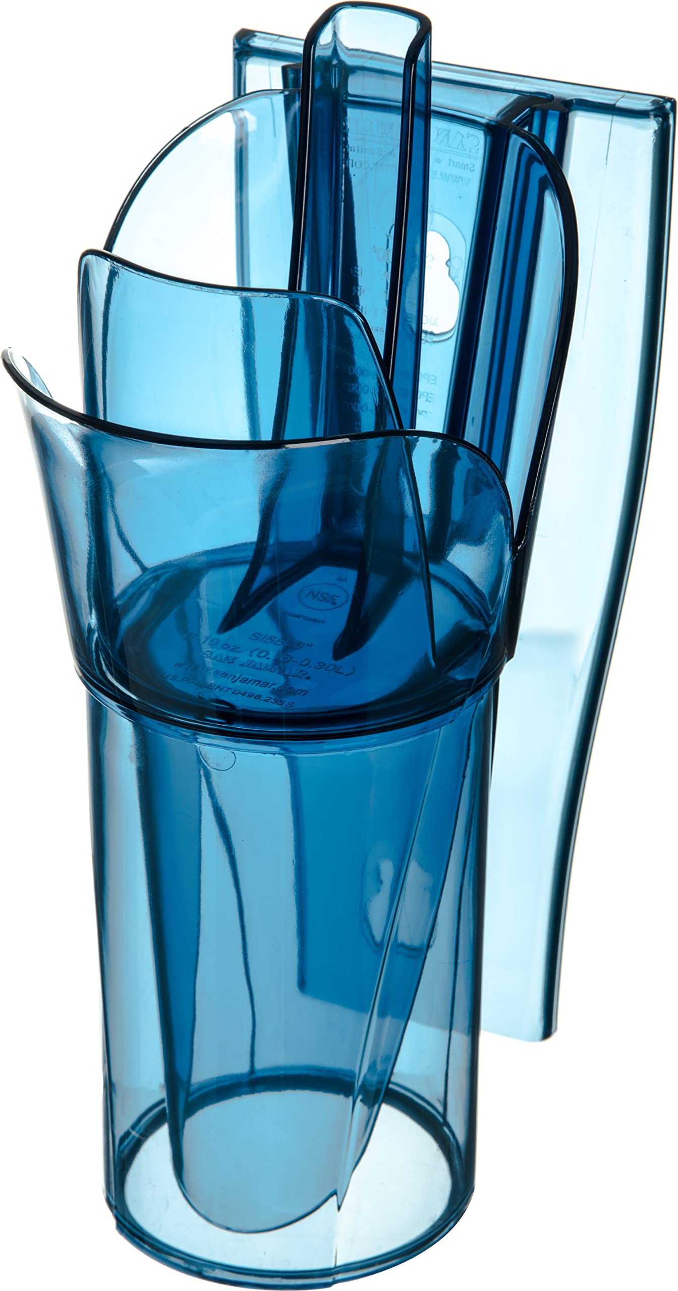 San Jamar SI5000 Polycarbonate Saf-T-Scoop and Guardian System, 6oz to 10oz, for Bar and Beverage Station, Blue