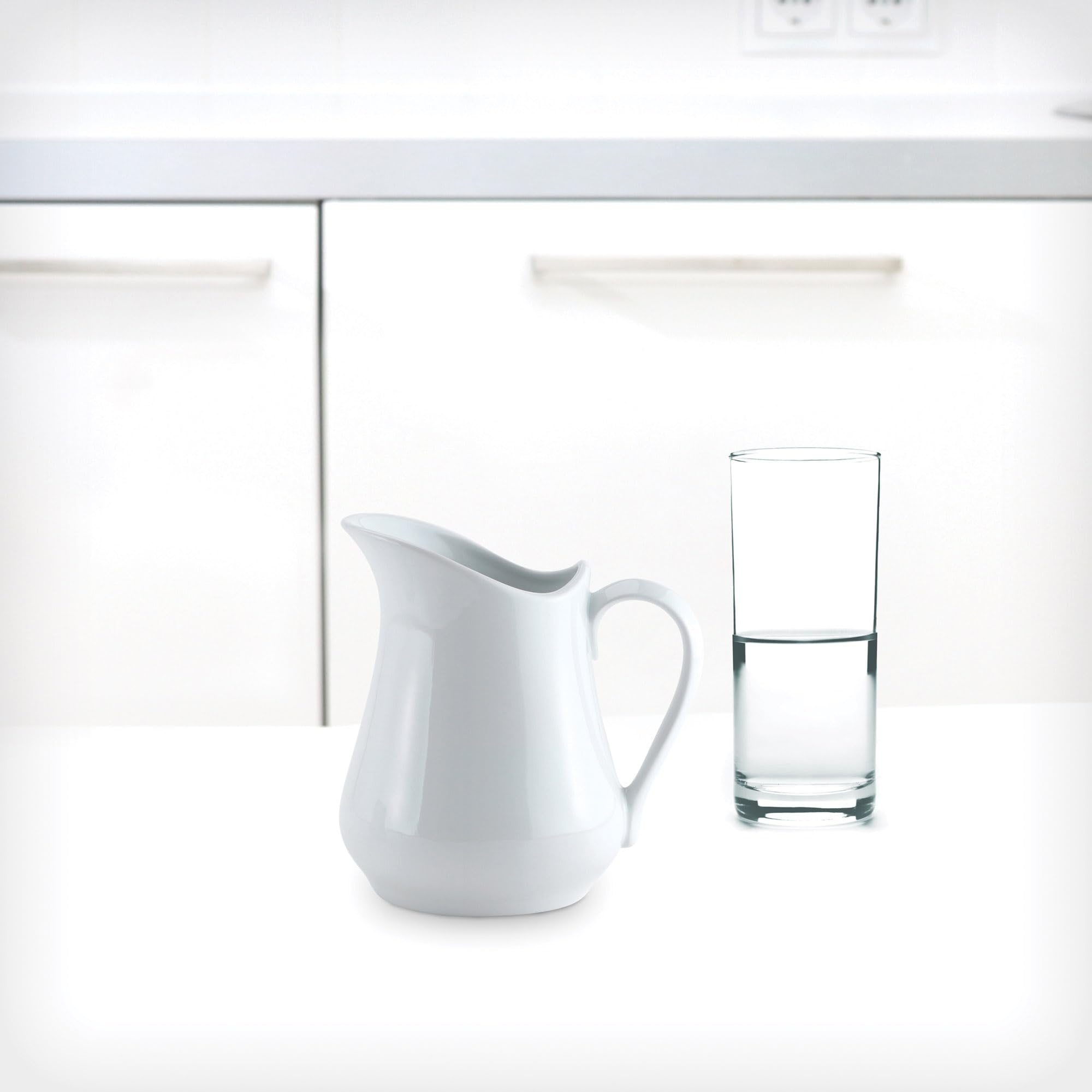 HIC Creamer Pitcher with Handle, Fine White Porcelain, 16-Ounces