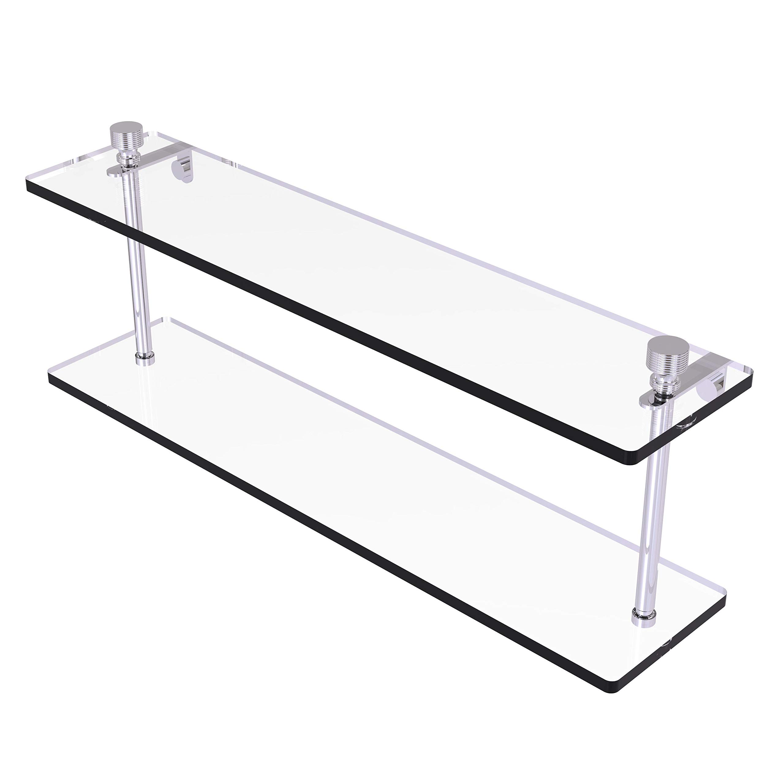 Allied Brass FT-2/22 Foxtrot Collection 22 Inch Two Tiered Glass Shelf, Polished Chrome