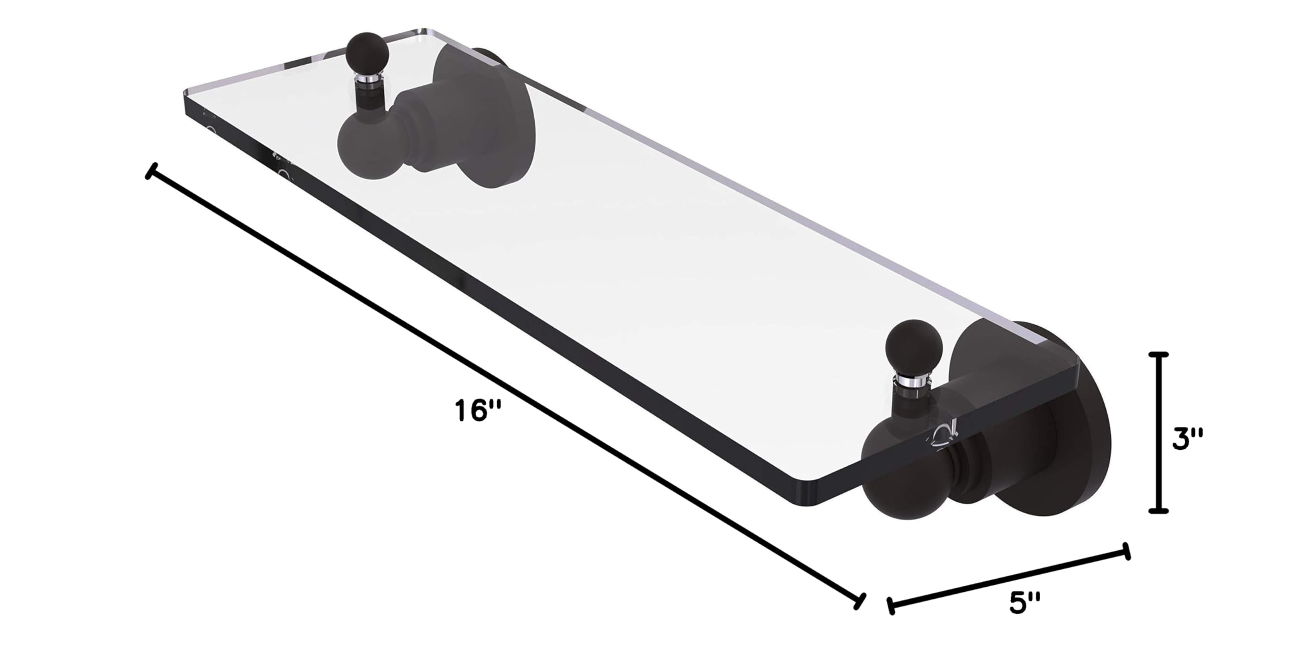 Allied Brass AP-1/16 Astor Place 16 inch Vanity Beveled Edges Glass Shelf, Oil Rubbed Bronze